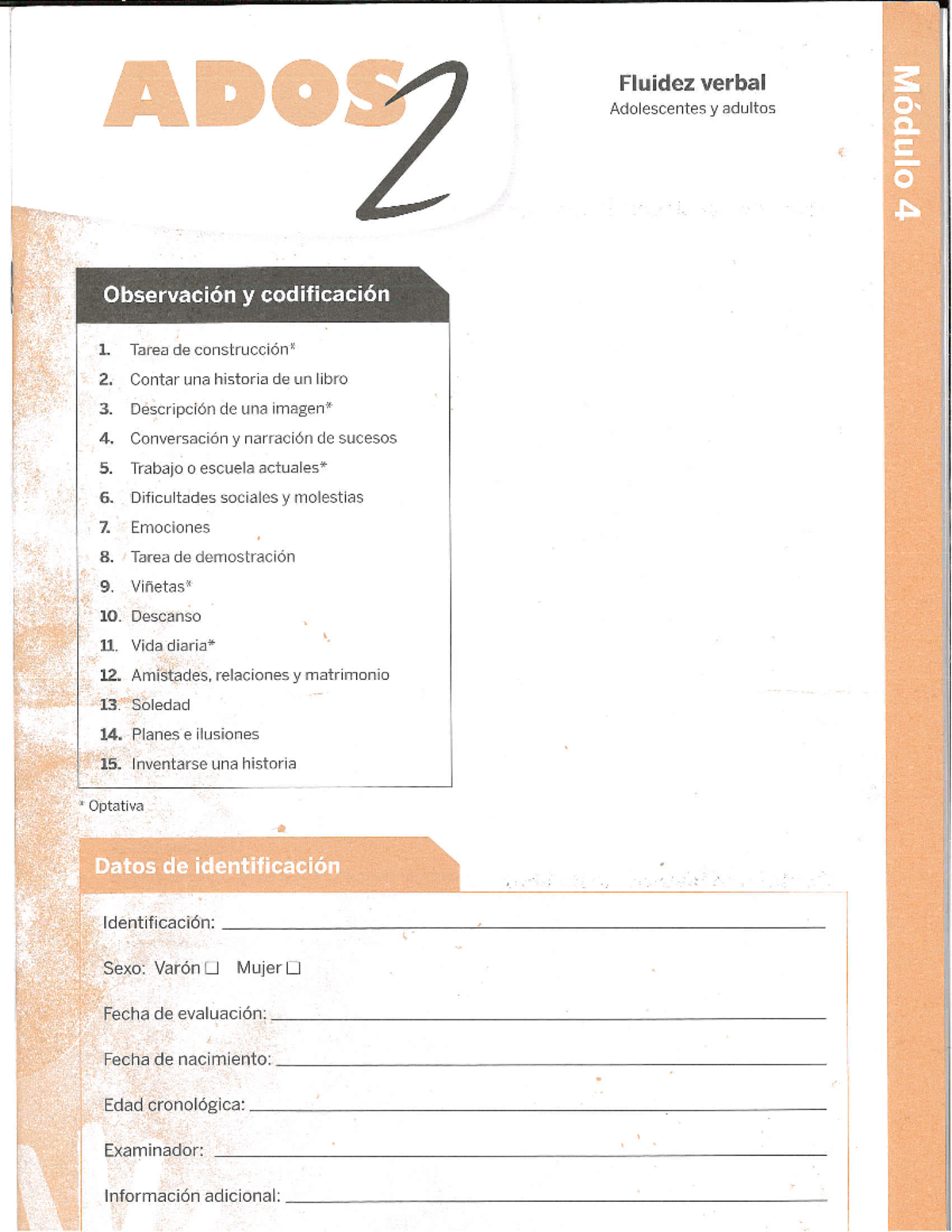 Modulo 4 ADOS2 - Psicologia - Studocu