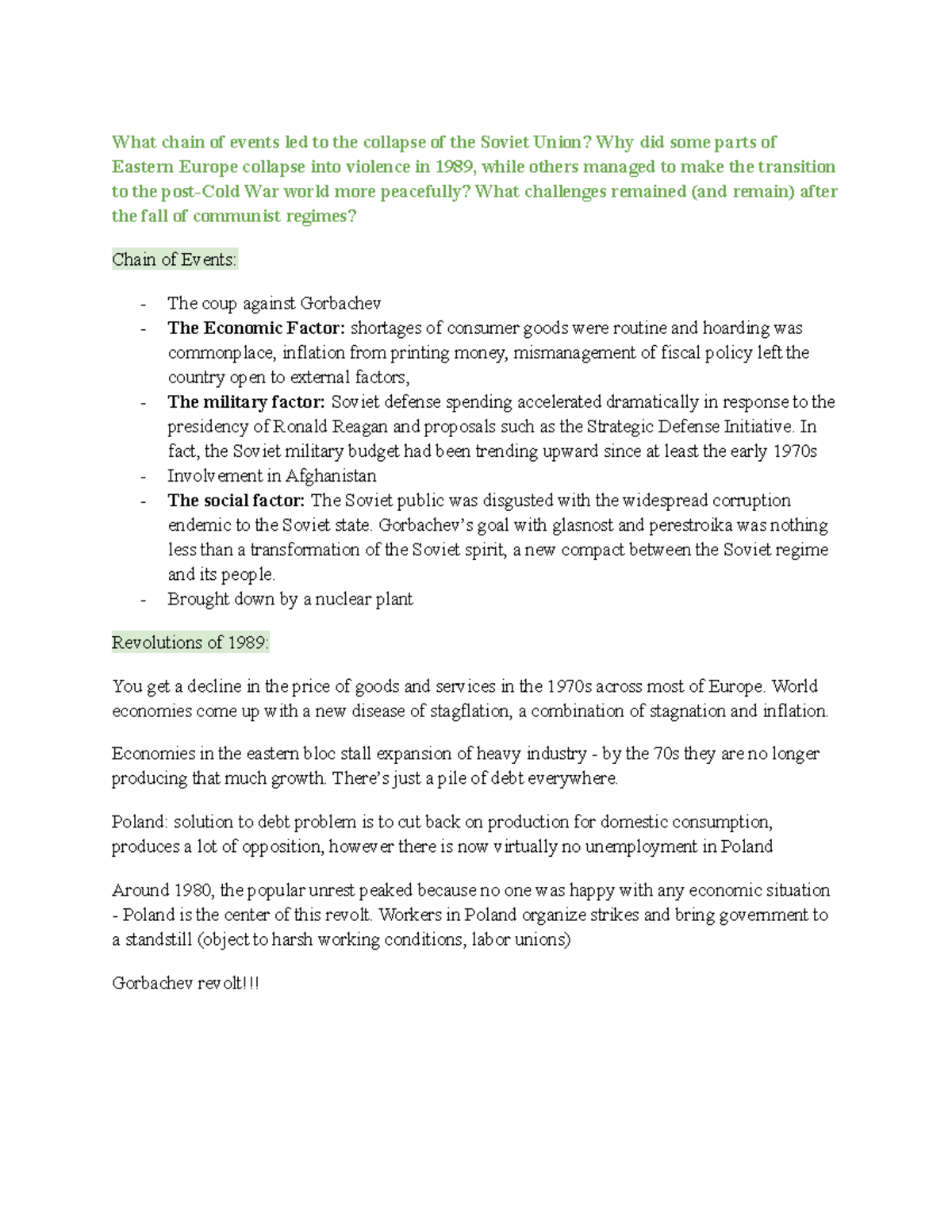 Collapse of Soviet Short Answer - What chain of events led to the ...