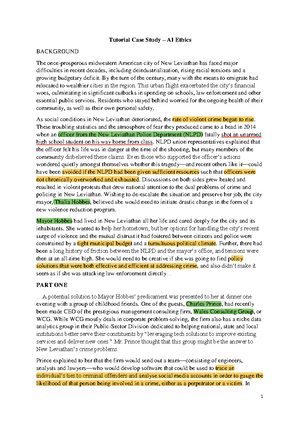 Tutorial Case Study Handout 2023 - Tutorial Case Study – AI Ethics BACKGROUND The once ...