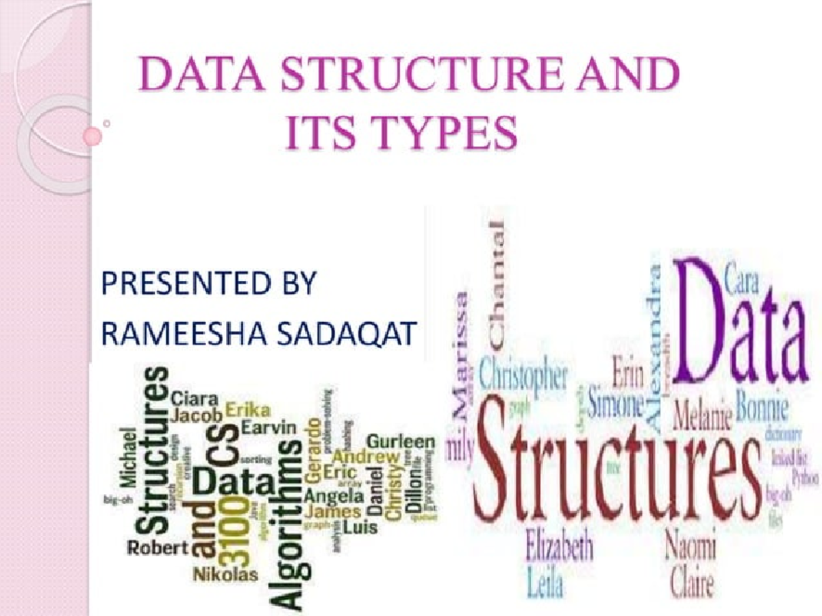 Data structure its types - Artificial Intelligence - Studocu