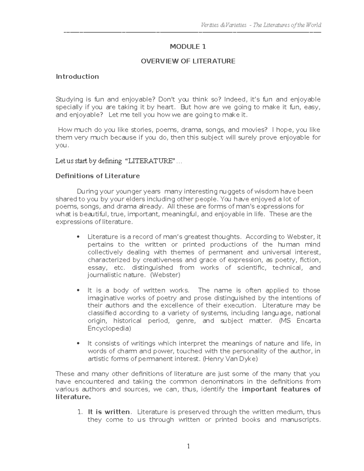 GEE-19-learning-materials-22-23 2 - MODULE 1 OVERVIEW OF LITERATURE ...