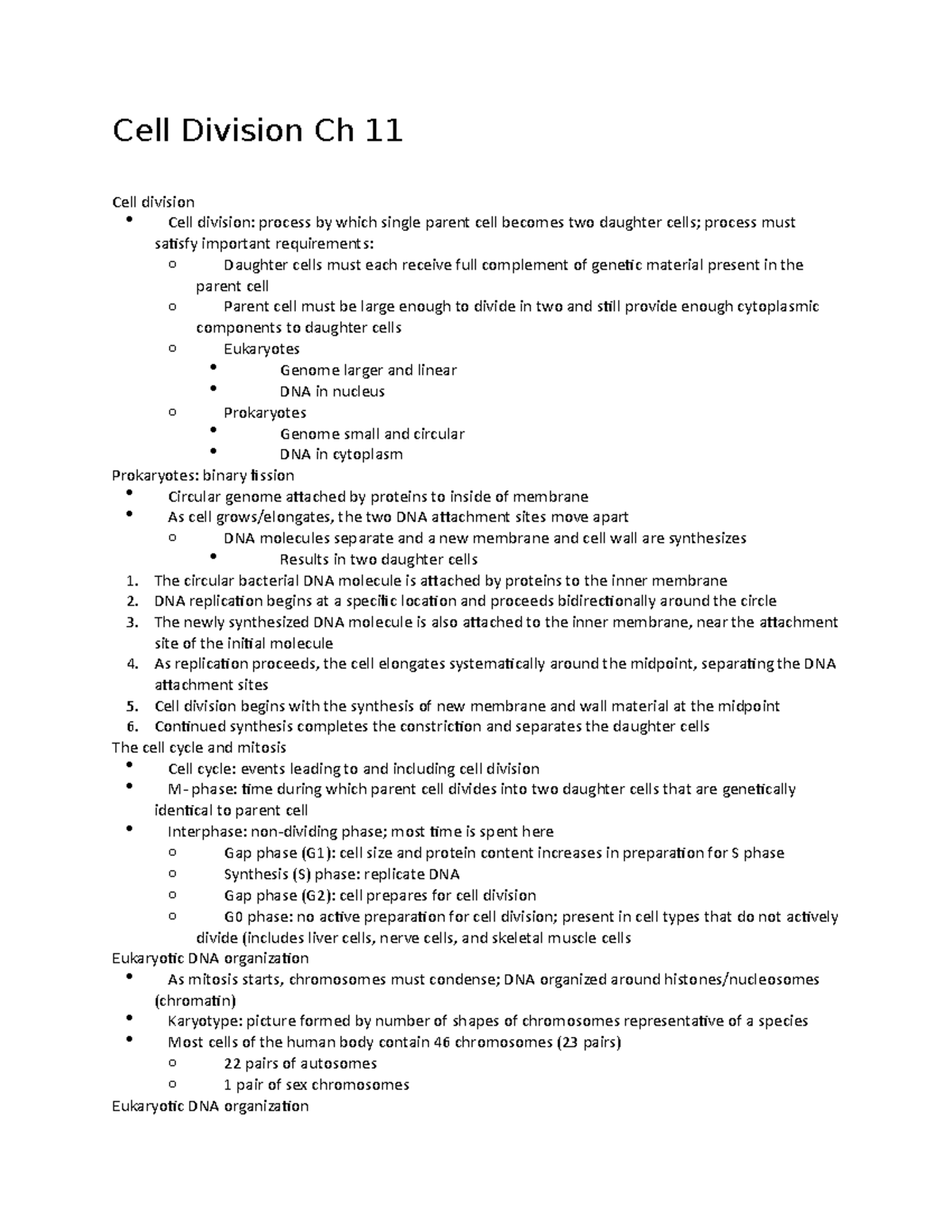 Cell Division Ch 11 - The circular bacterial DNA molecule is attached ...