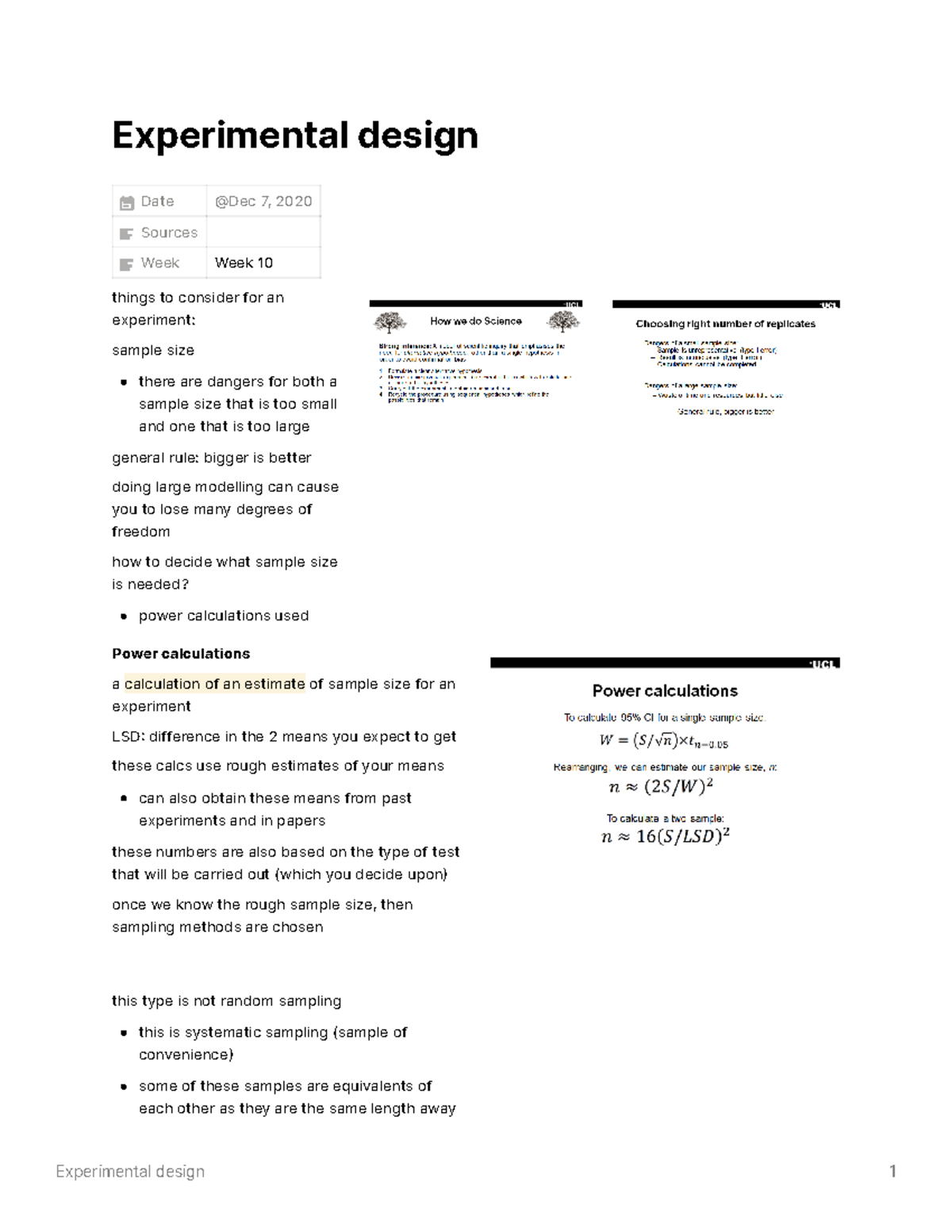 Experimental design - Lecture notes 15 - Experimental design Date ...