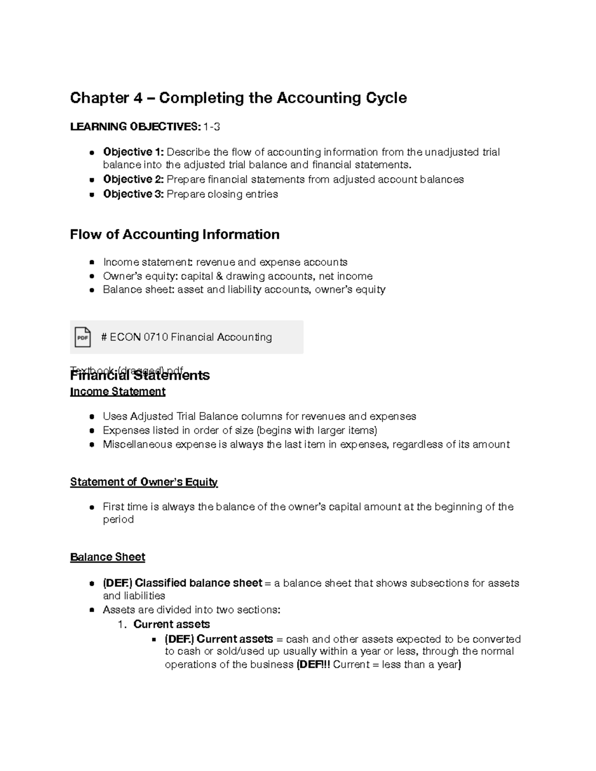 Chapter 4 – Fall 2019 - ECON 0710 - Financial Accounting - StuDocu