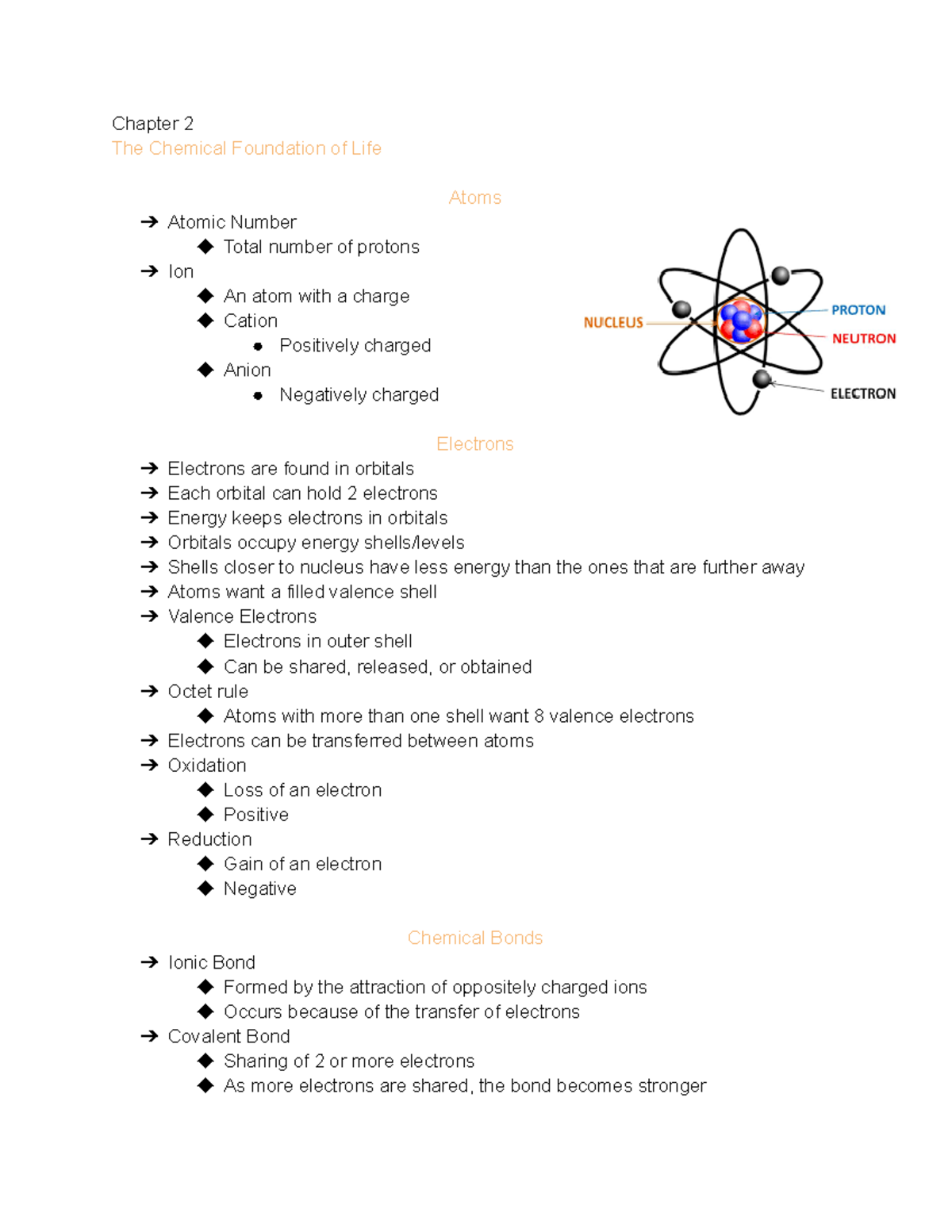 Chapter 2 The Chemical Foundation of Life - Chapter 2 The Chemical ...