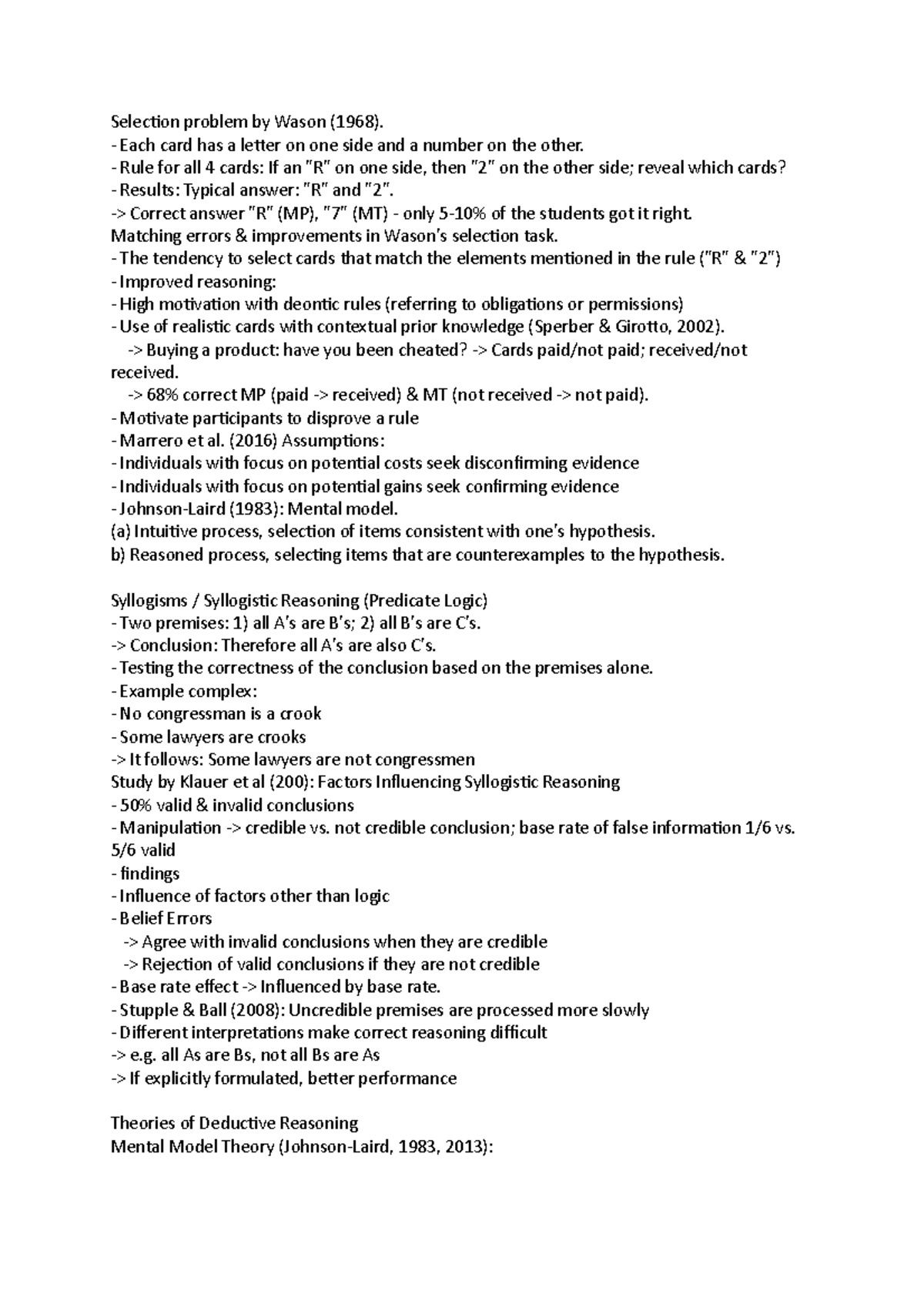 Selection problem by Wason - Each card has a letter on one side and a ...