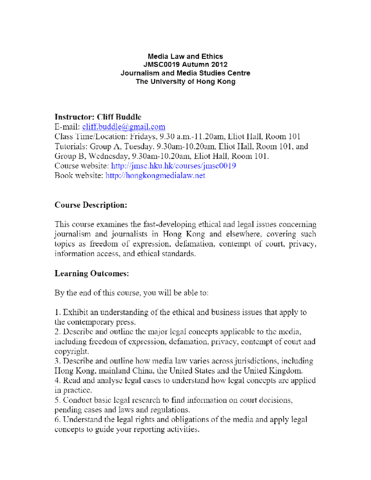 Media Law and Ethics - Journalism and Media Studies Centre - COM 410 ...