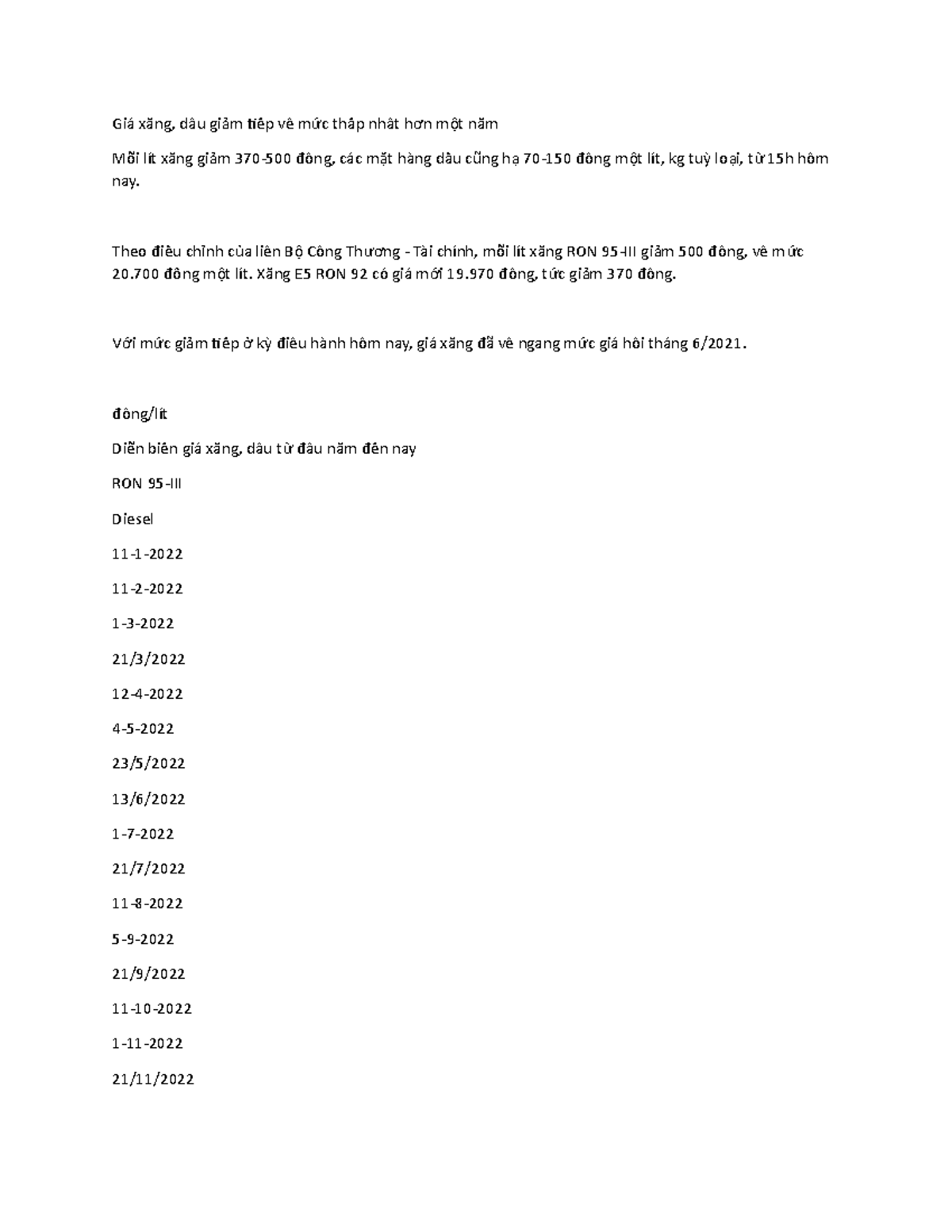 Giá xăng - ghi chép học phần - Giá xăng, dầầu gi m tếếp vếầ m c thầếp nhầết h n m t nămả ứ ơ ộ ...