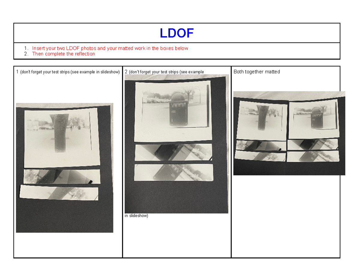 Copy of LDOF = Prints and Reflection - LDOF 1. Insert your two LDOF ...