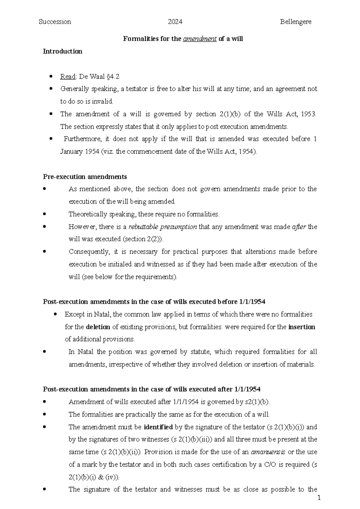 8. Formalities for the valid amendment of a will - Formalities for the ...