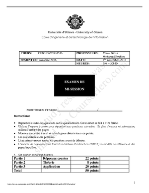 CEG3136 Midterm Exam Fall 2013 - Part 1a – Short Answer Questions (2 points per question – total ...
