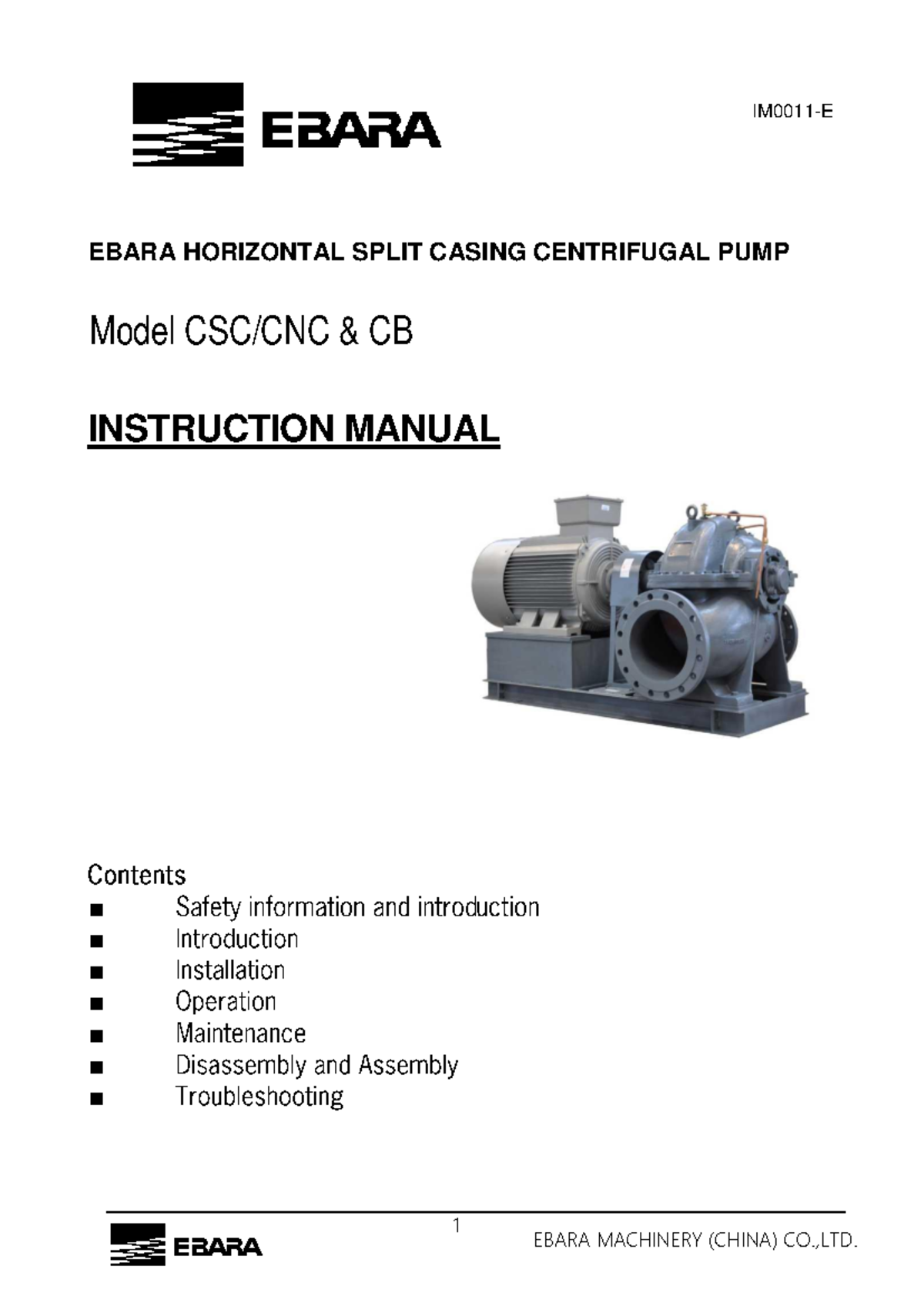 Ebara Instruction Manual CNC.CB -EMC Ver1 - 1 EBARA HORIZONTAL SPLIT ...
