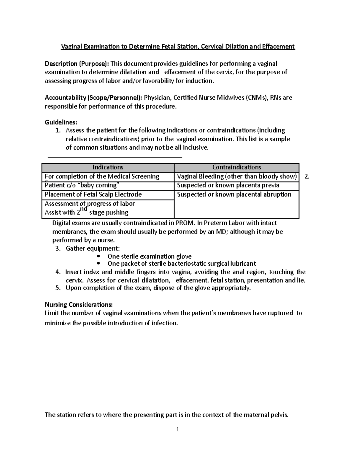 Vaginal Examination Guidelines - Vaginal Examination to Determine Fetal ...