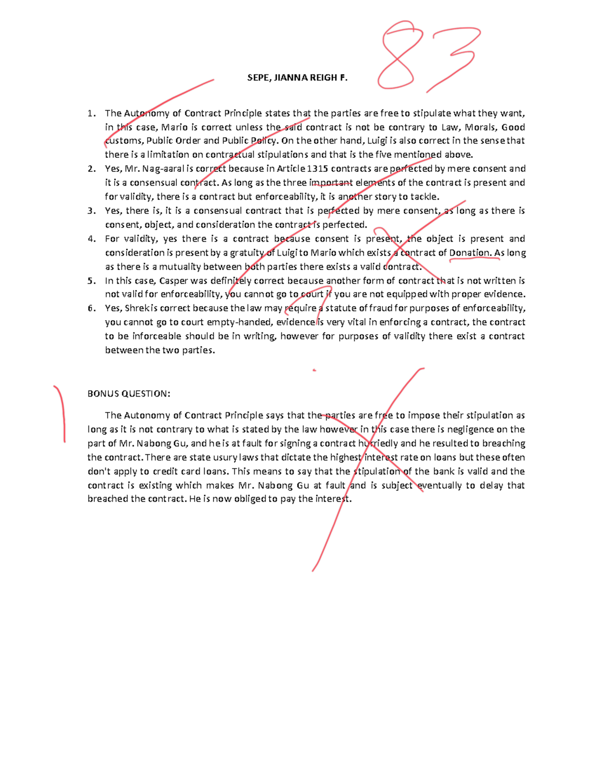 Contracts Exam 18 May 2022- Acclaw 1C - SEPE, JIANNA REIGH F. The ...