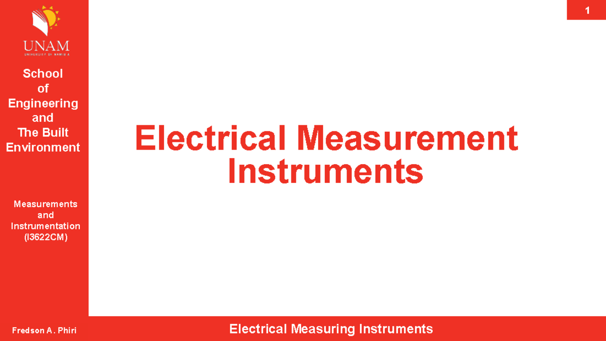 04 Electrical Measurement Instruments - School of Engineering and The Built Environment ...