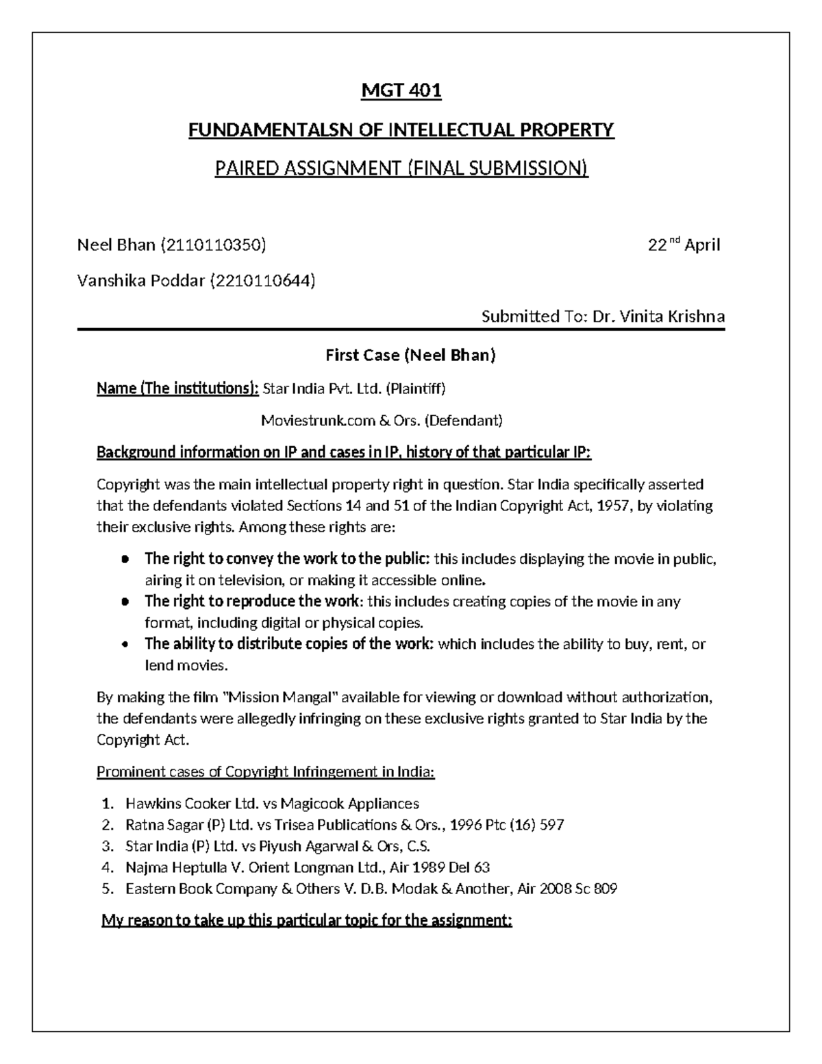 Mgt 401 Paired Assignment Final Submission Mgt 401 Fundamentalsn Of
