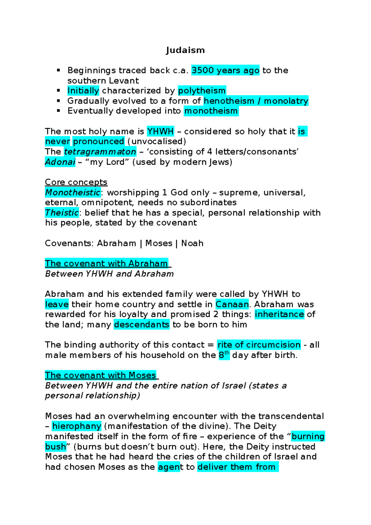 REL 110 Exam Notes / Religion summaries - Judaism Beginnings traced ...