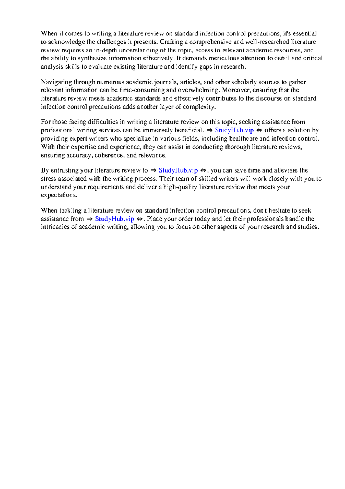 Standard Infection Control Precautions Literature Review - When it ...