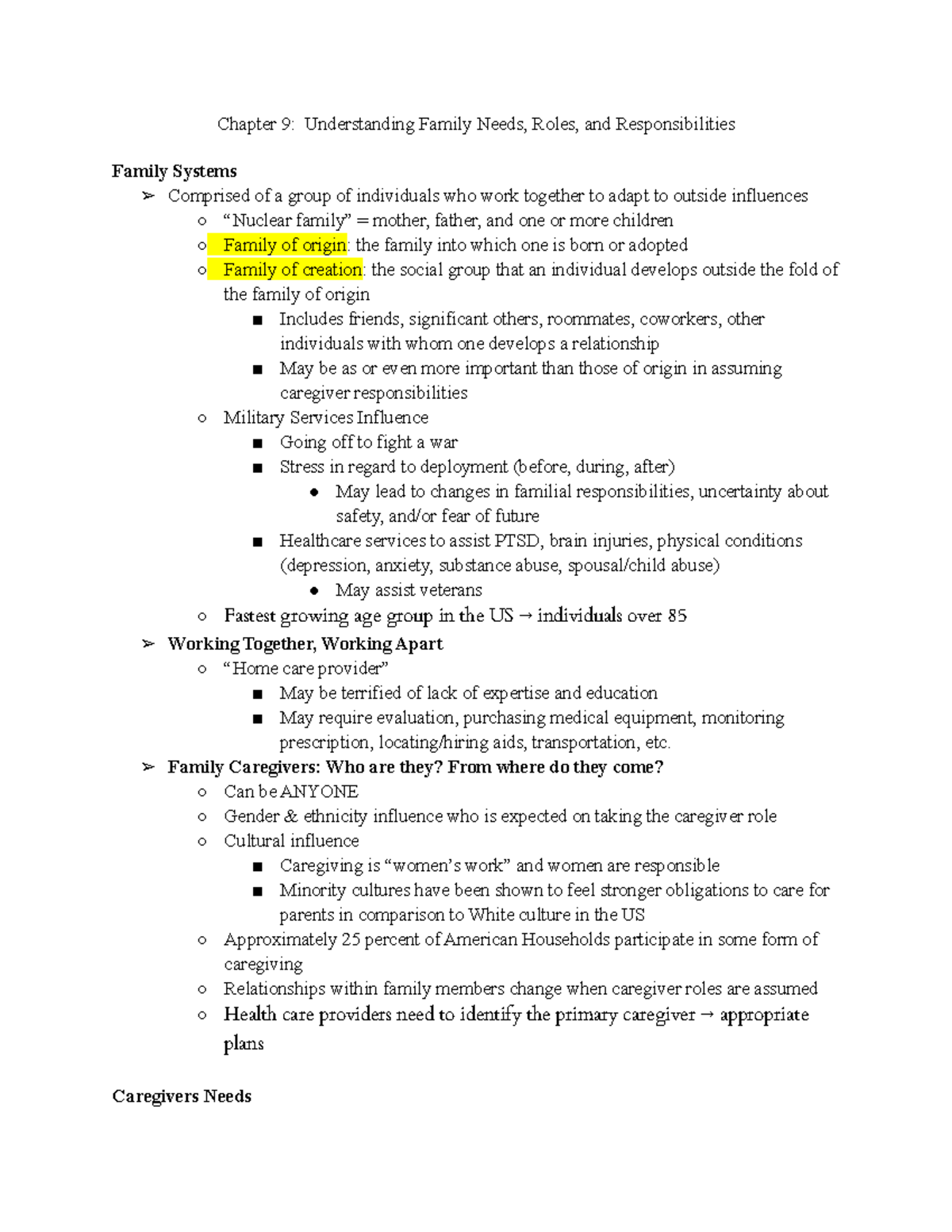 Understanding Family Needs Roles and Responsibilities - Studocu