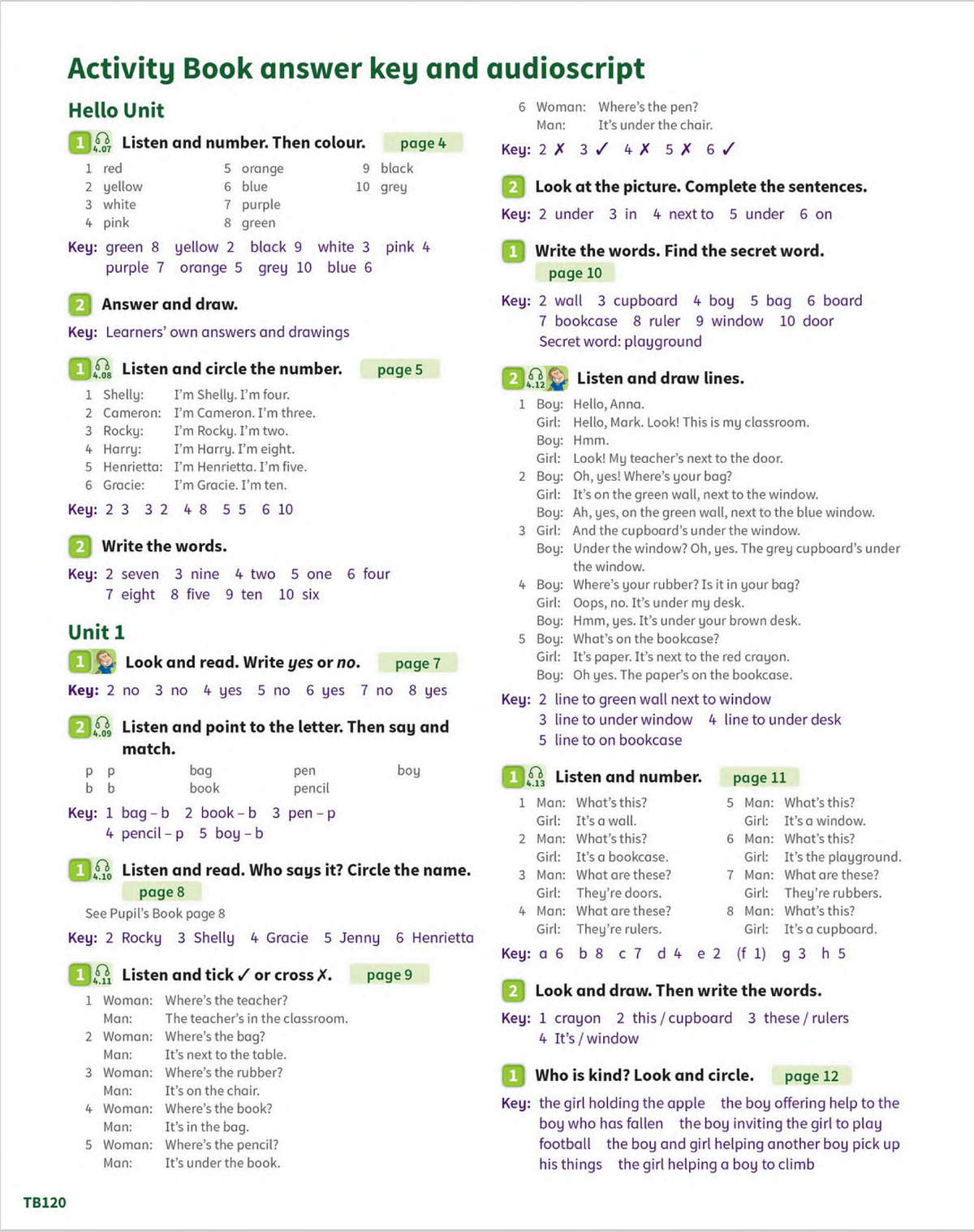 624 3- Power Up 1. Activity Book. Key and audioscript 2018 , 12p ...