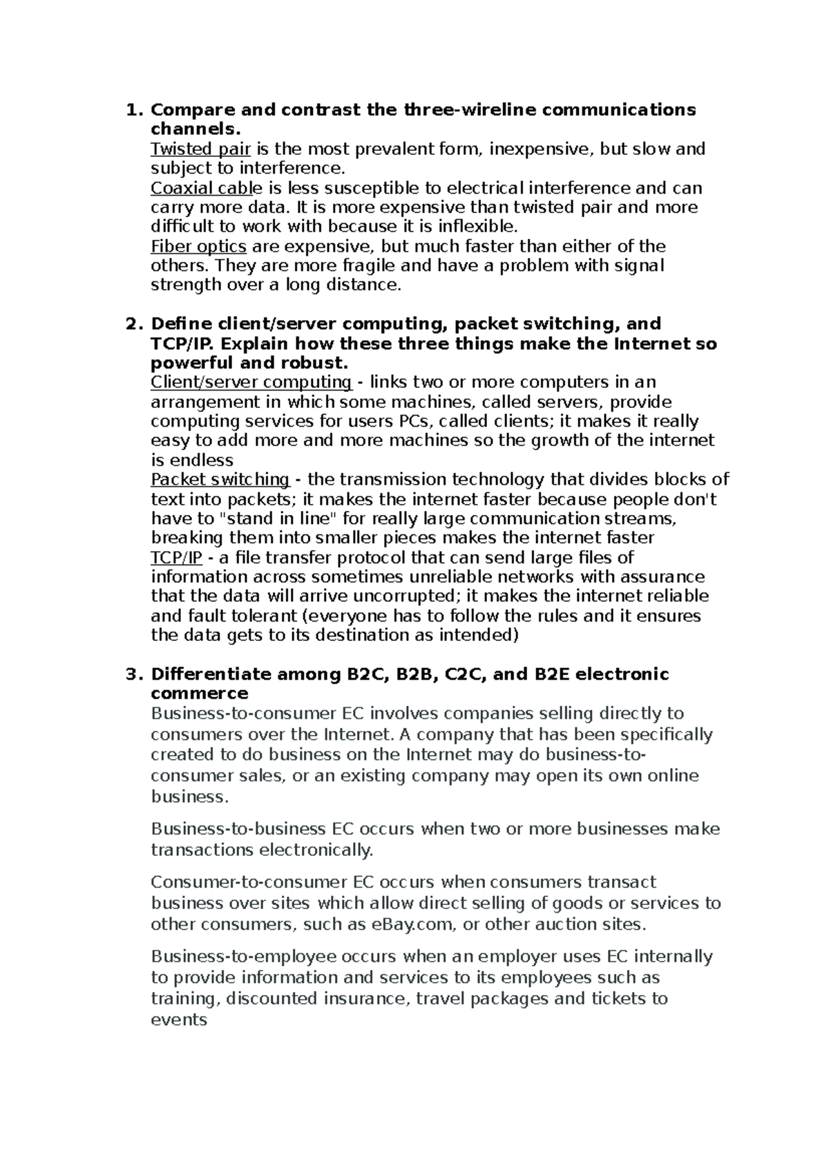 IST 309 - Summary Information Systems and Technology - 1. Compare and ...