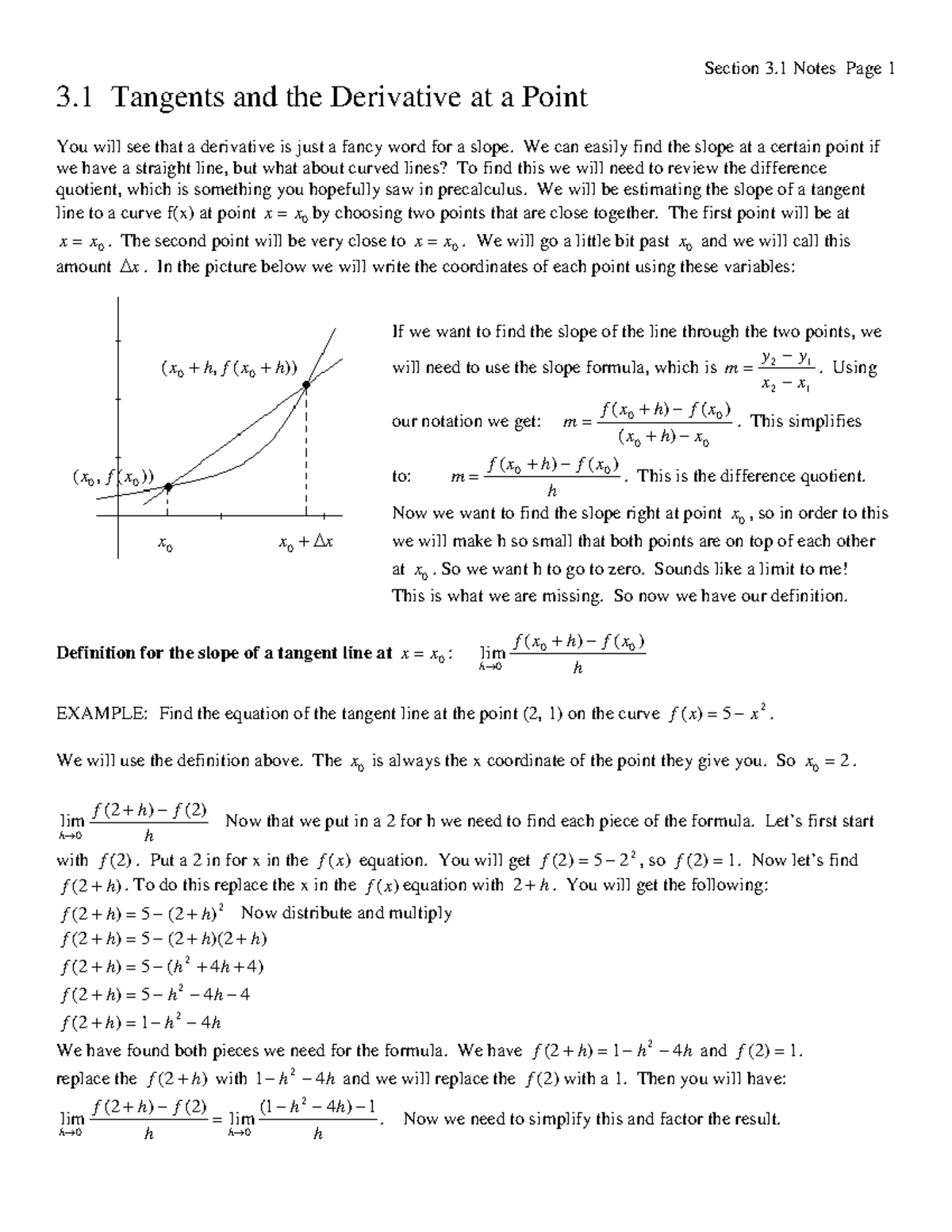 3 1 Notes 181T - very important math 181 lecture materials with example ...