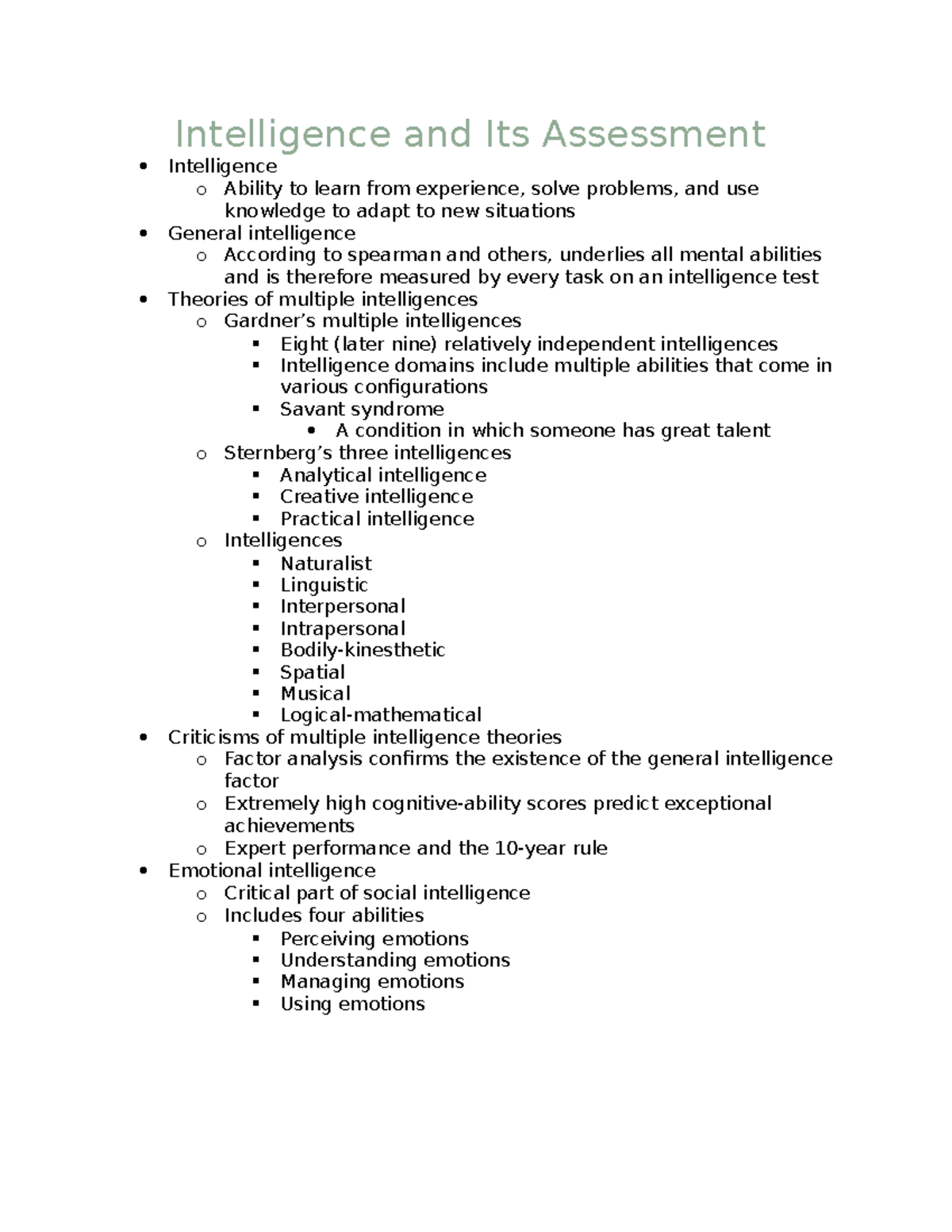 Intelligence and Its Assessment - They have found that mental ability ...