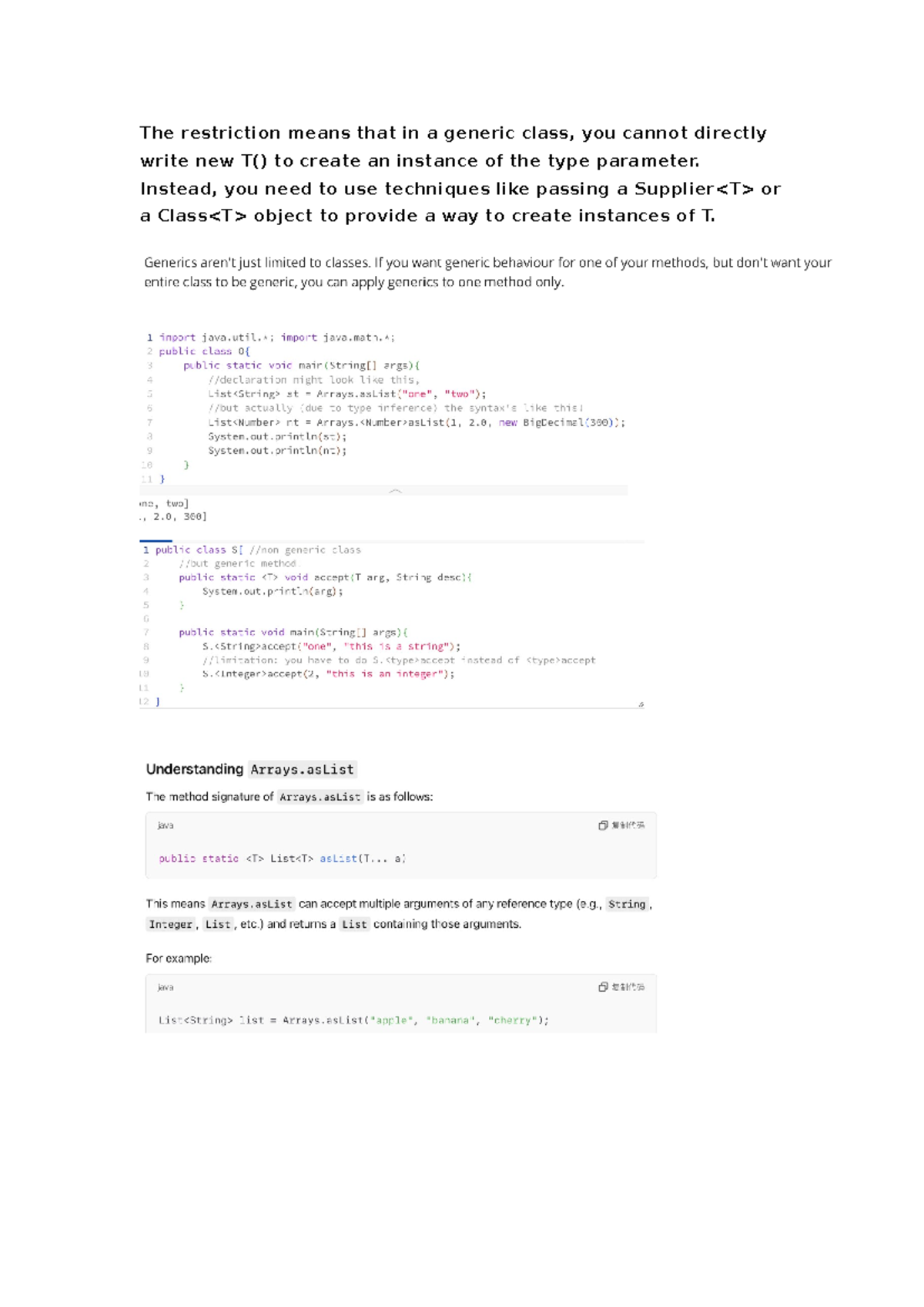 Review iterator - The restriction means that in a generic class, you cannot directly write new T ...
