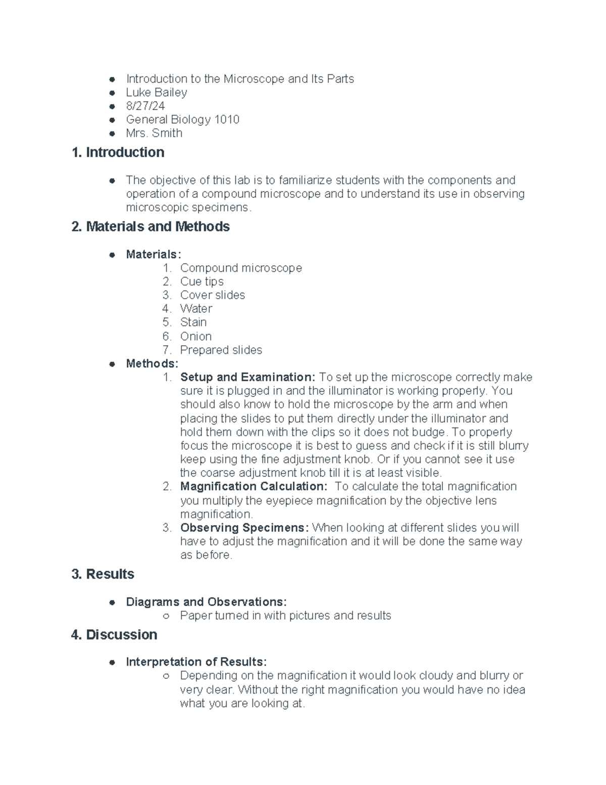 Intro to Microscope - Introduction to the Microscope and Its Parts Luke ...