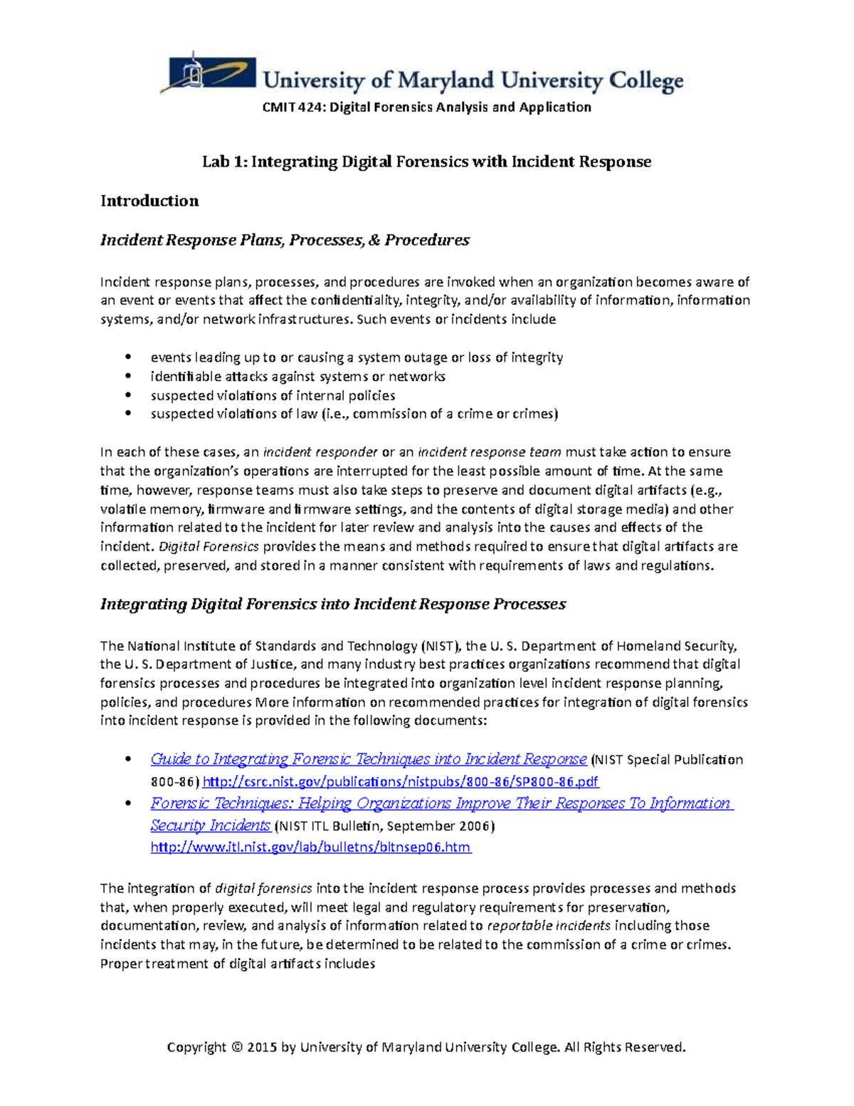 CMIT+424+Lab+1+Lecture+SPR161 - CMIT 424: Digital Forensics Analysis and Application Lab 1 ...