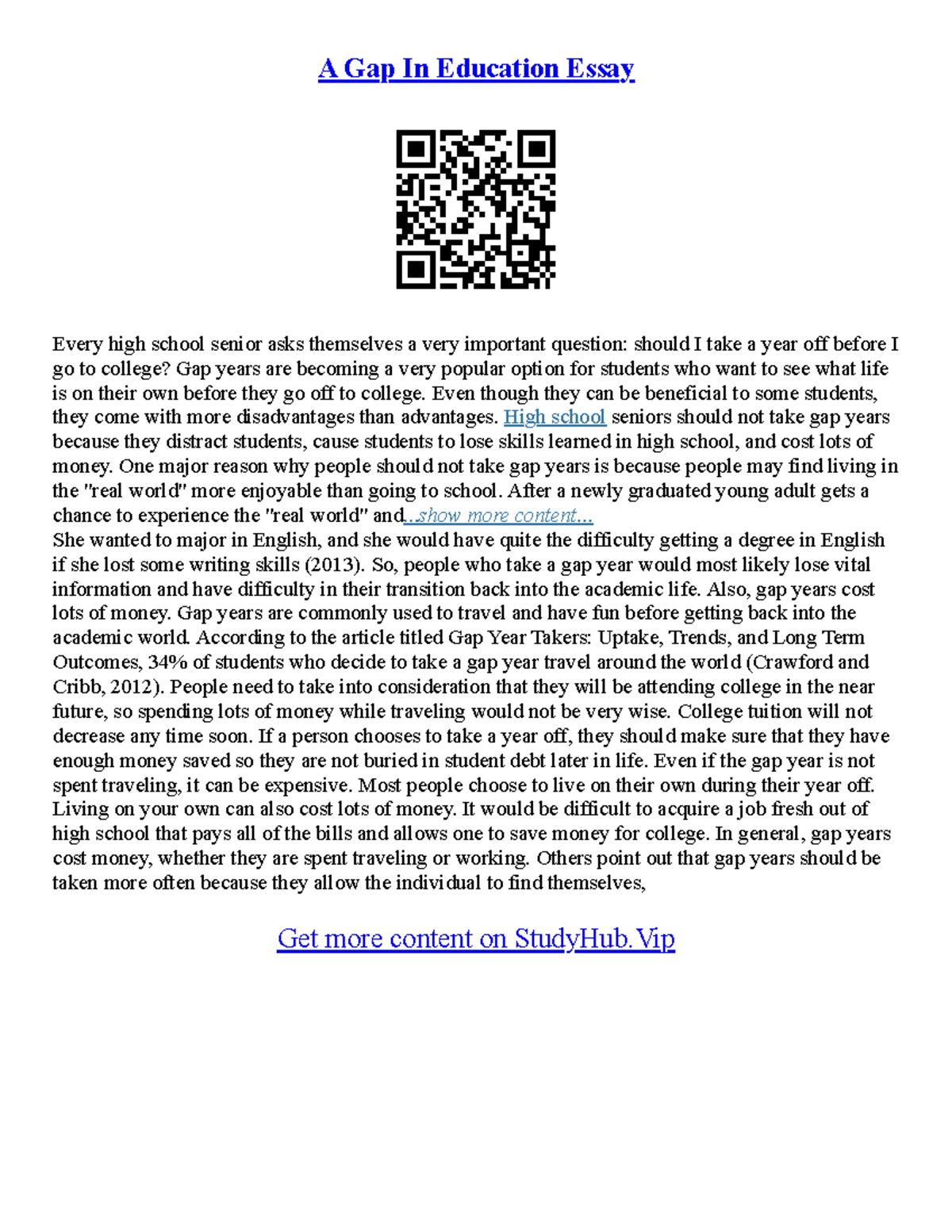 Sample Argumentative Essay High School - A Gap In Education Essay Every ...