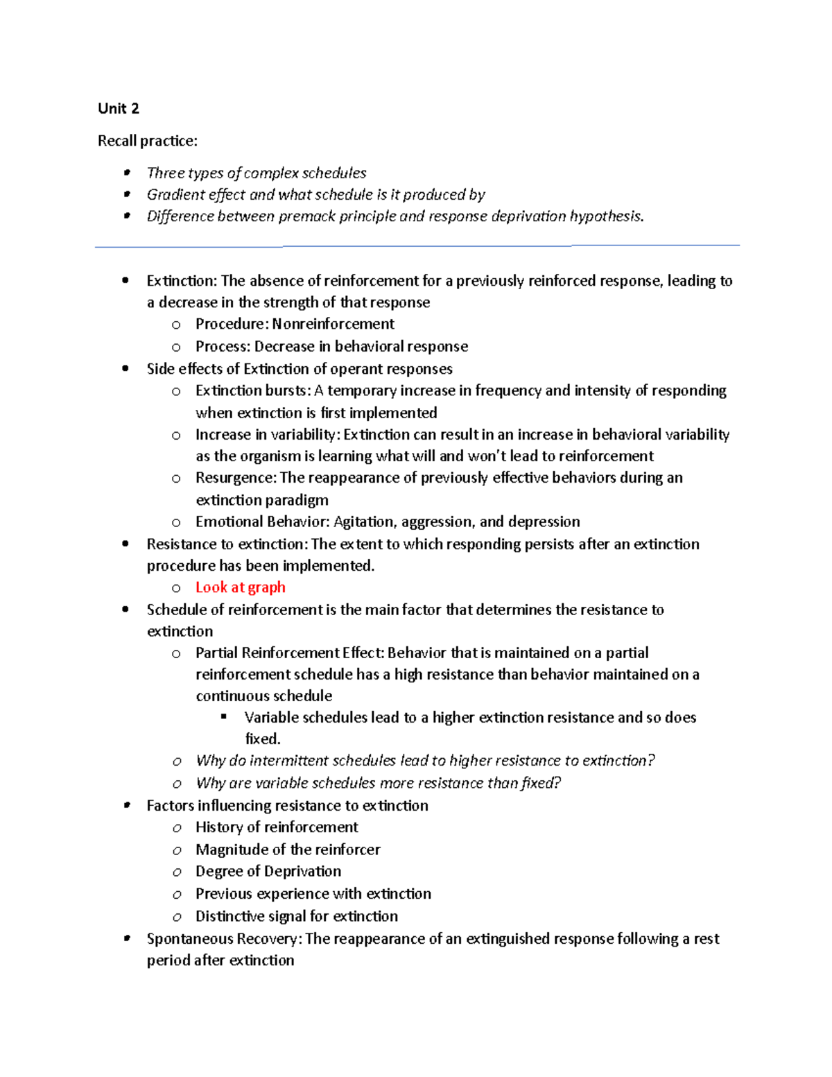 Learning and behavior unit 2 SCHWARTZ - Unit 2 Recall practice: Three ...