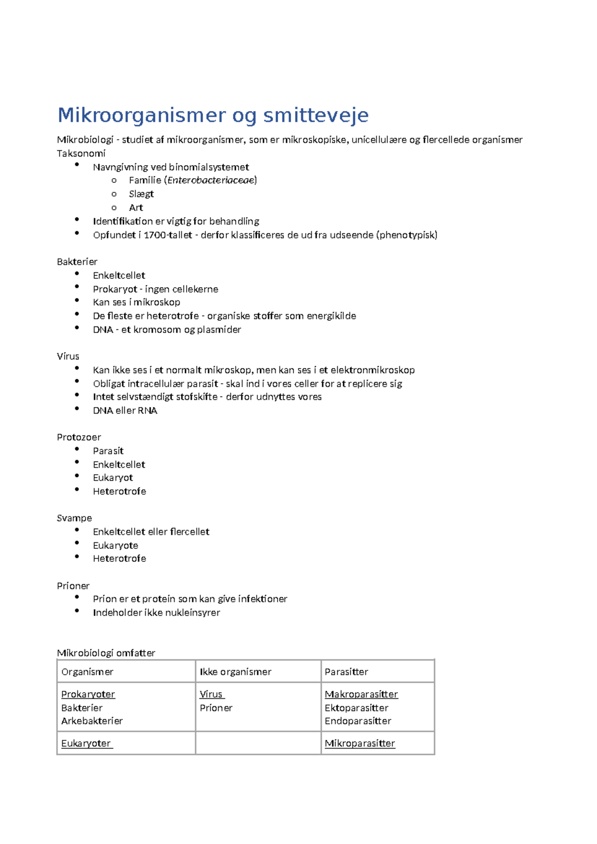 Mikroorganismer og smitteveje - Mikroorganismer og smitteveje ...