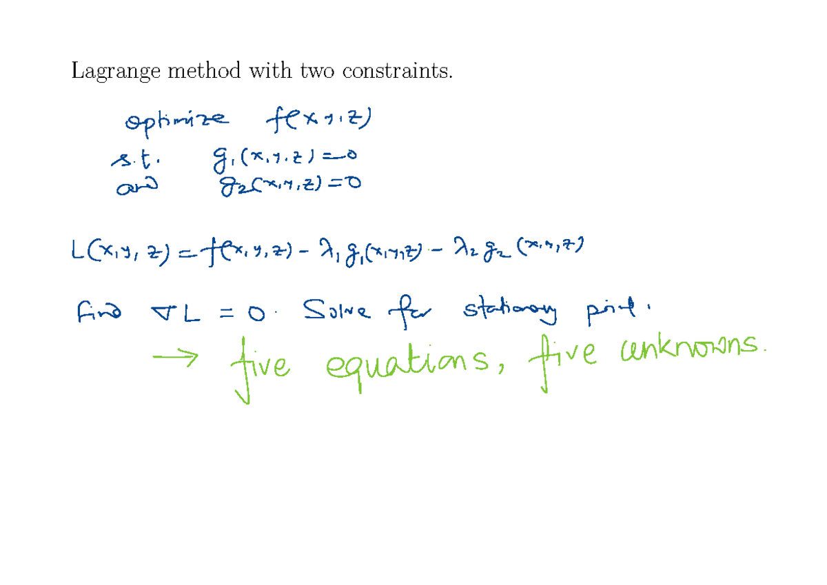 BW23 F22 Lagrange - Lagrange method with two constraints. optimize fex ...