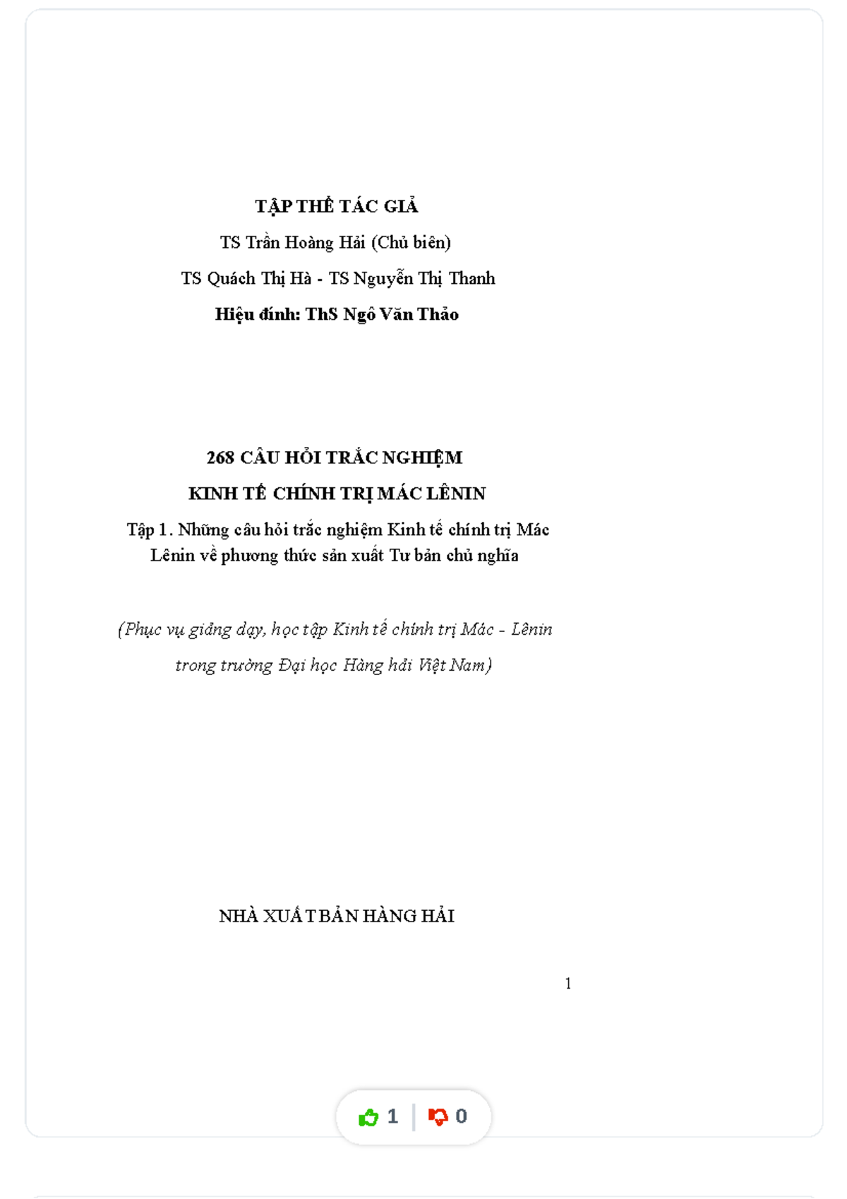 123doc-sach-tham-khao-268-cau-hoi-trac-nghiem-kinh-te-chinh-tri-mac-lenin-p1 compress - TẬP THỂ ...