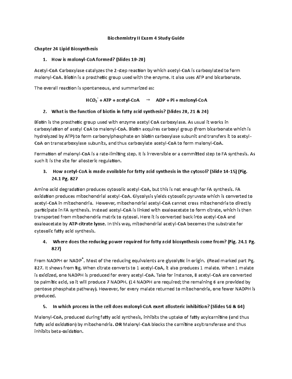 Biochem II Exam 4 Study Guide - Biochemistry II Exam 4 Study Guide ...