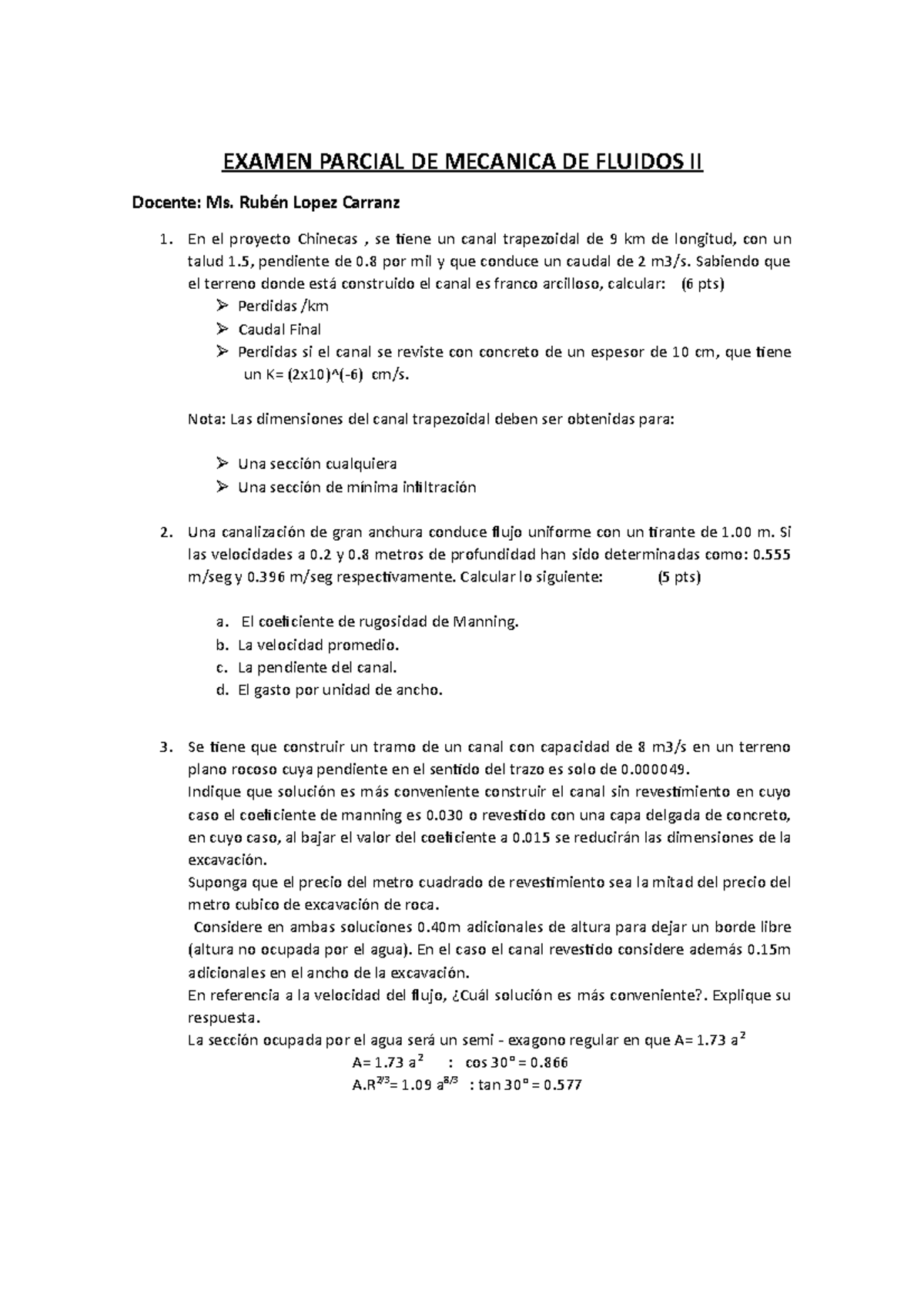 Examen Parcial de Mecanica de suelos N° 02 2021-0 - EXAMEN PARCIAL DE MECANICA DE FLUIDOS II ...