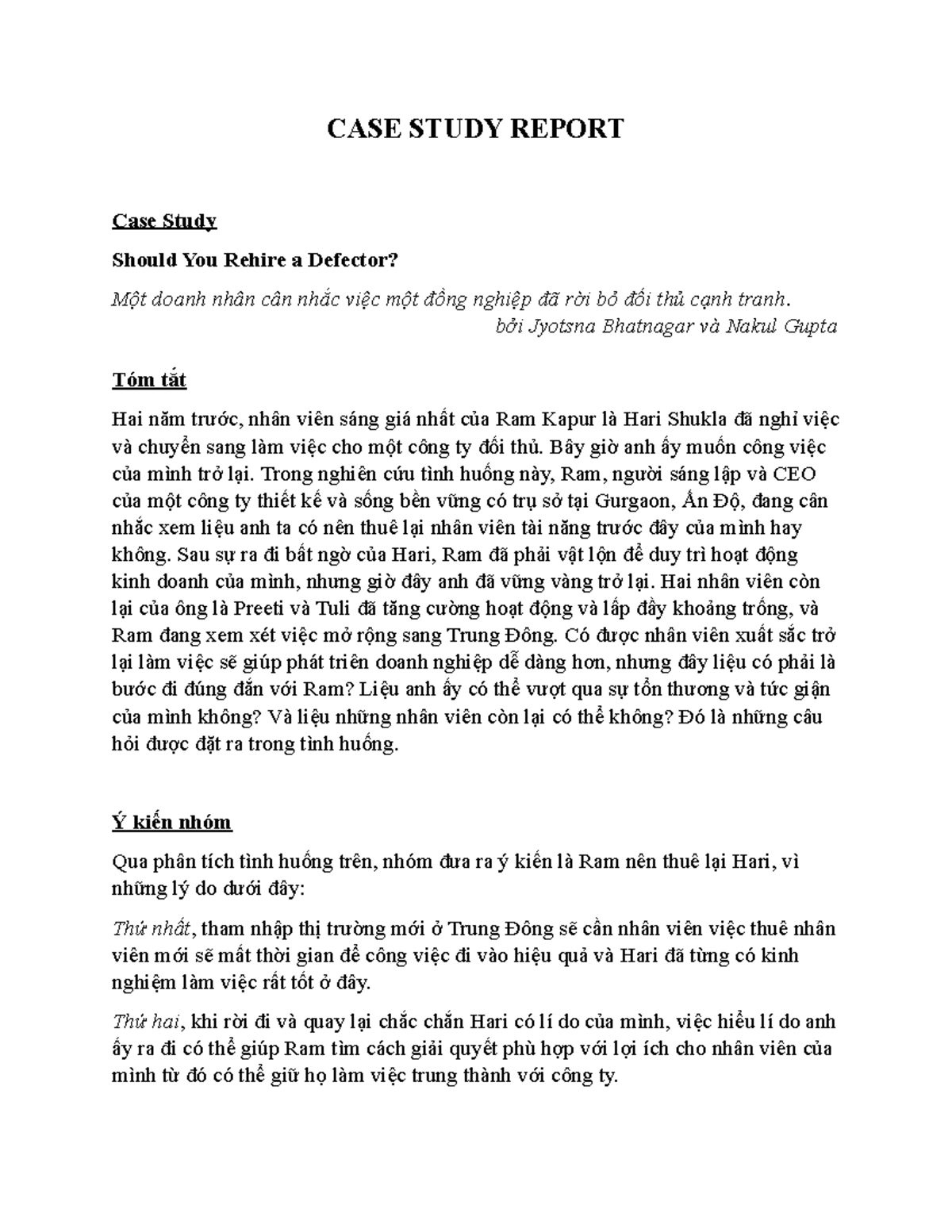 Report Case Study international business - CASE STUDY REPORT Case Study ...