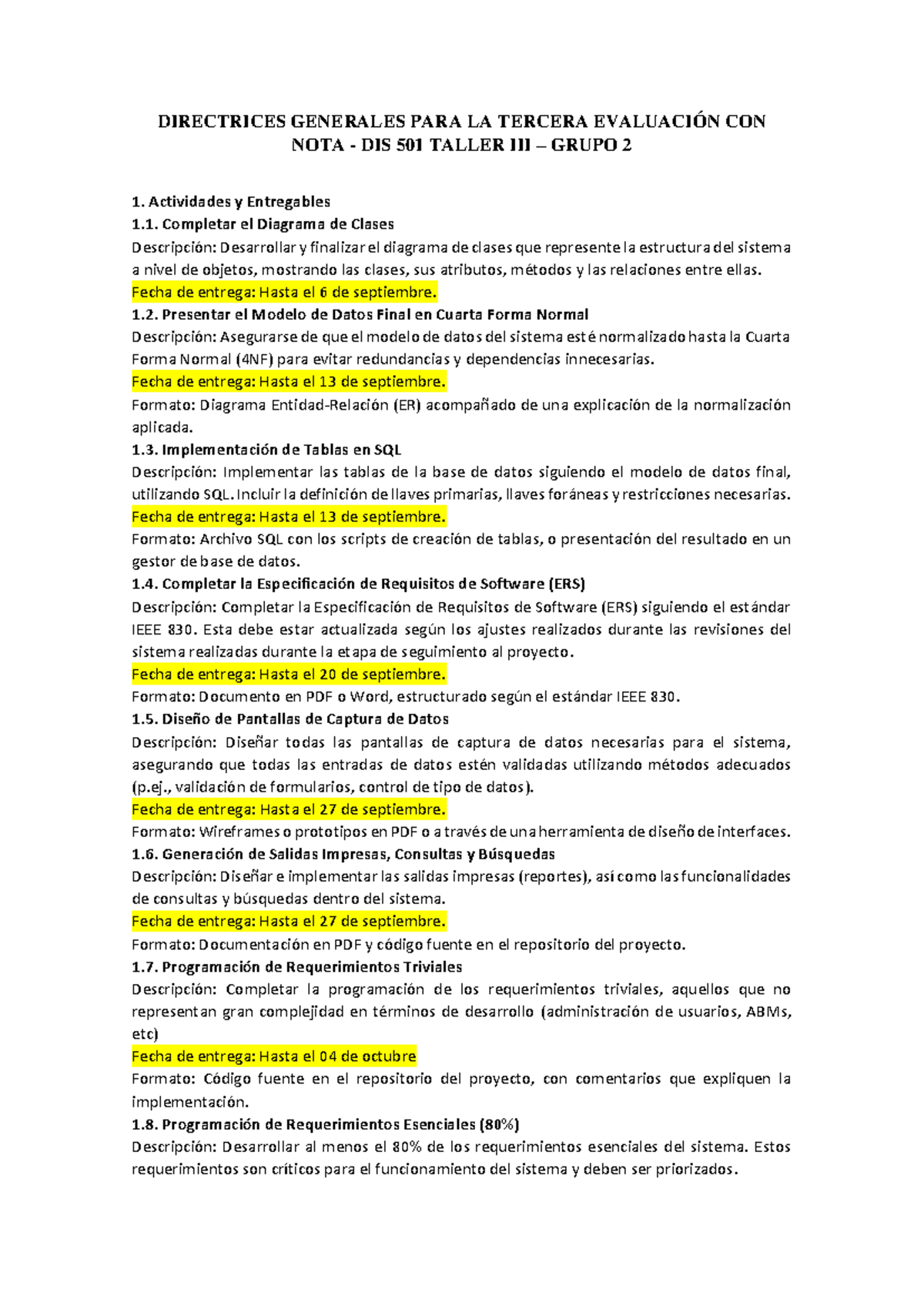 Directrices Recta Final DIS 501 Taller III Y Formatos - DIRECTRICES ...