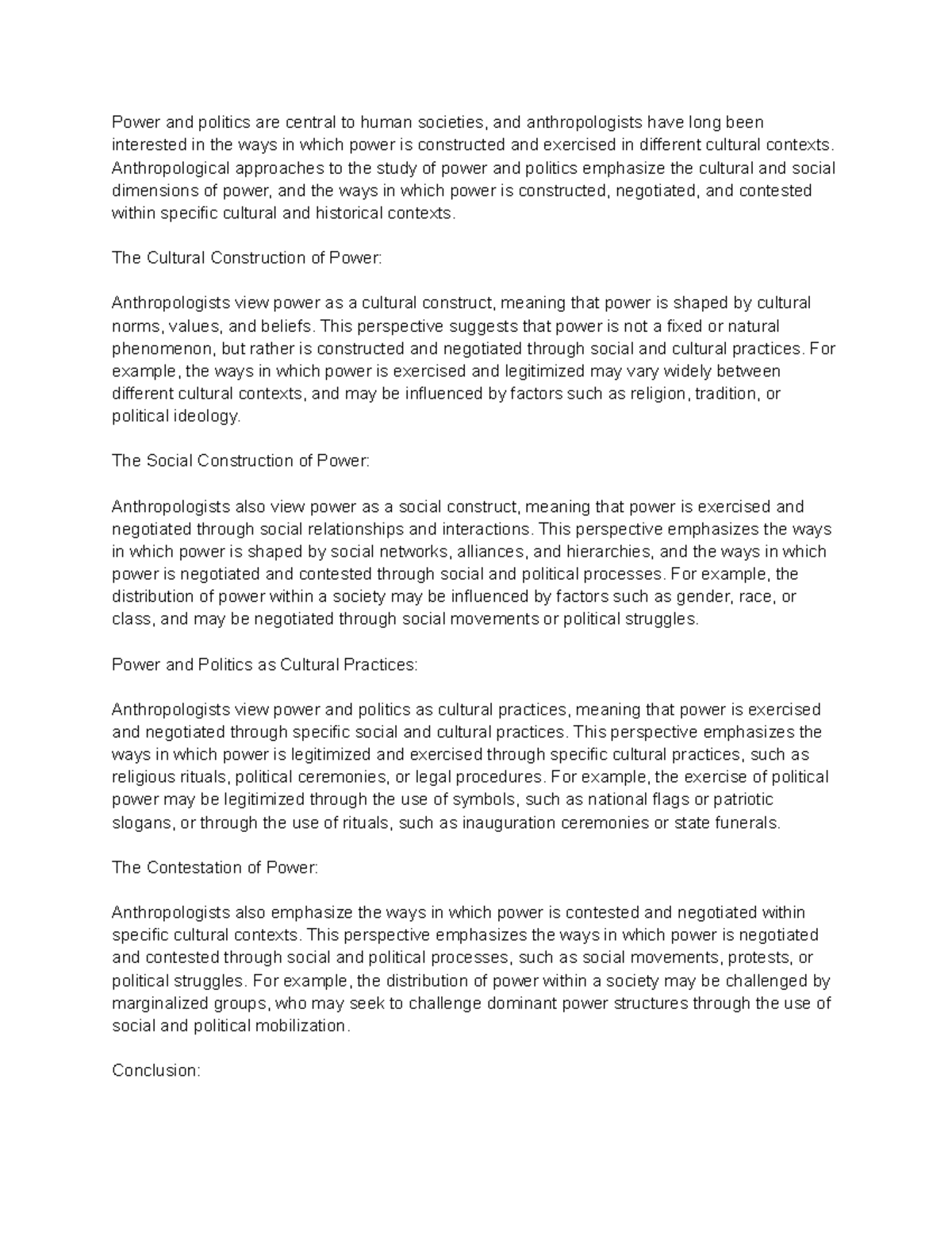 The cultural and social construction of power and politics - Power and ...