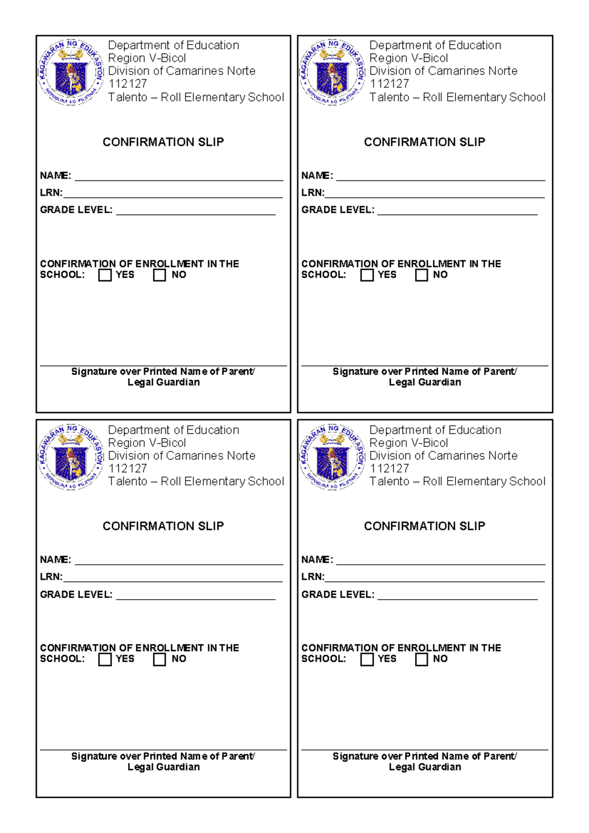 Confirmation-slip - zsfcDSGERuyztfujxgykm gk - Department of Education ...