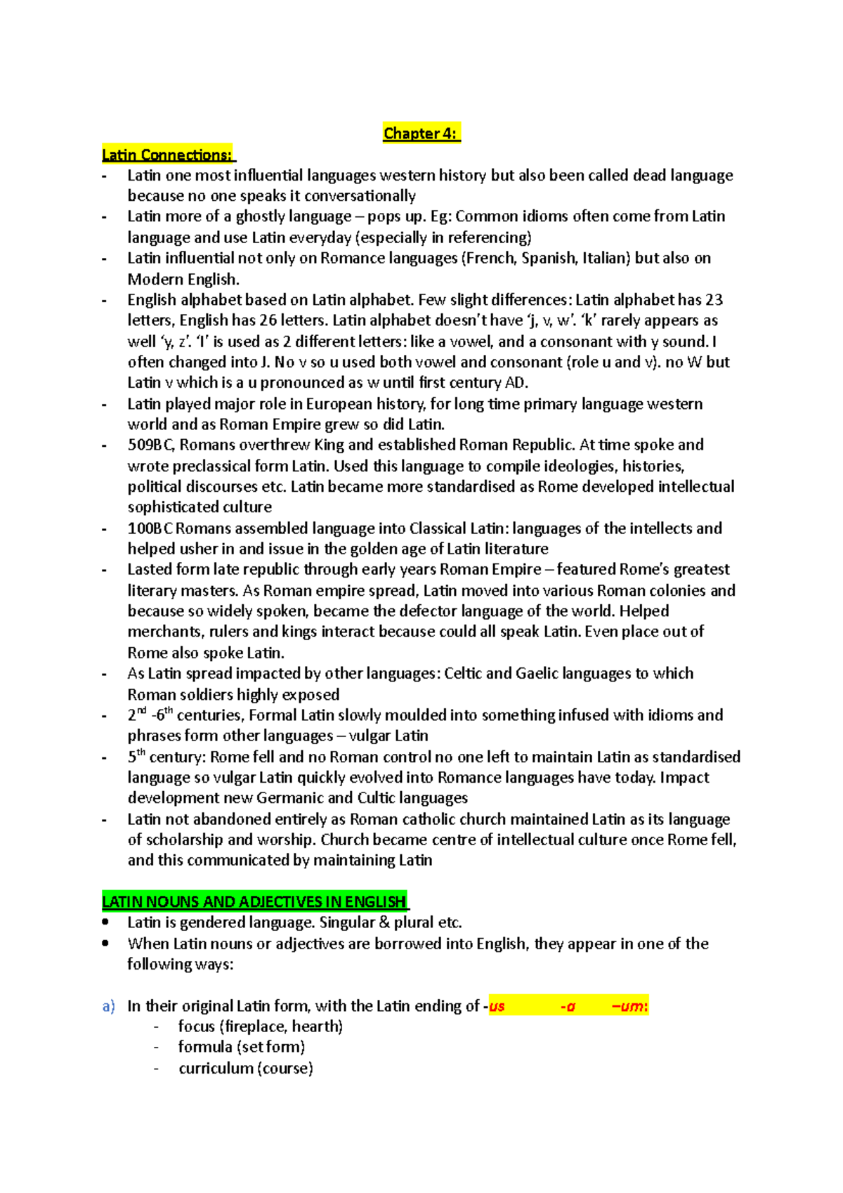 Chapter 4 - Chapter 4: Latin Connections: Latin one most influential ...