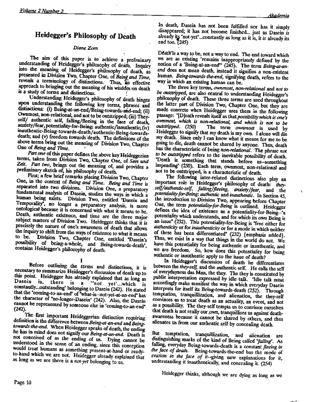 Phil of death - Philosophy - Volume 2 Number 2 Heidegger's Philosophy ...