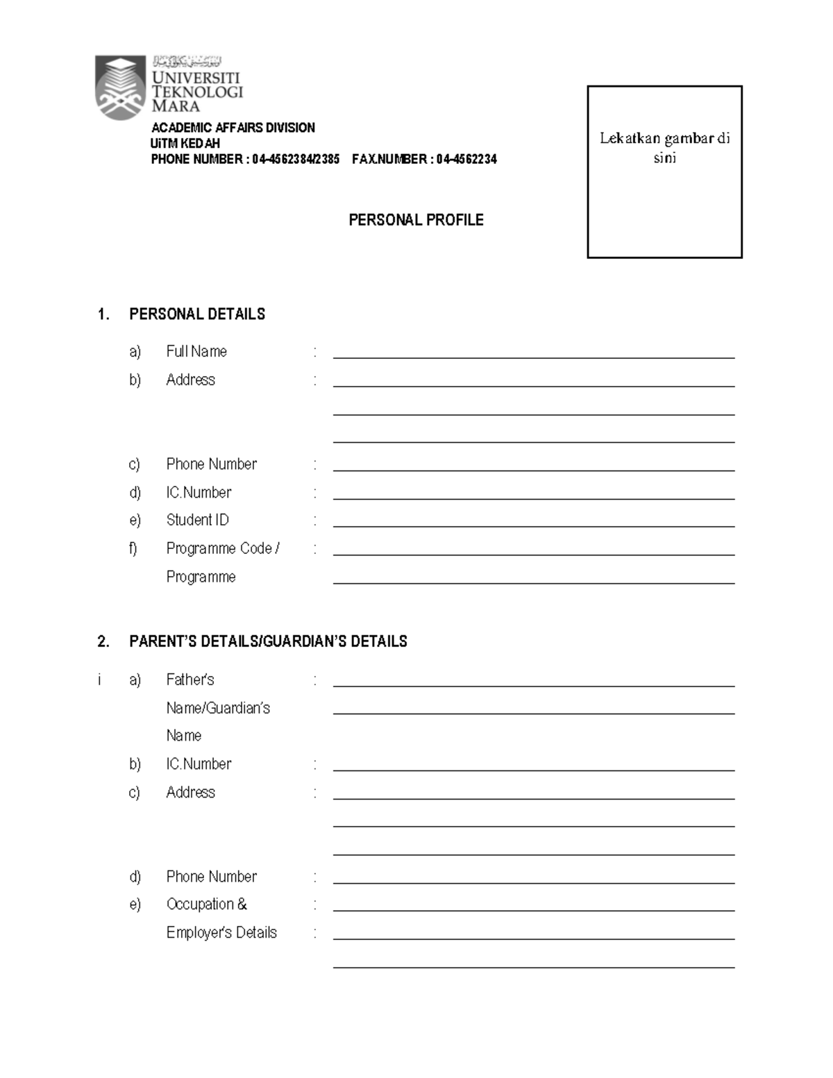 Student Portfolio - PERSONAL PROFILE 1. PERSONAL DETAILS a) Full Name ...