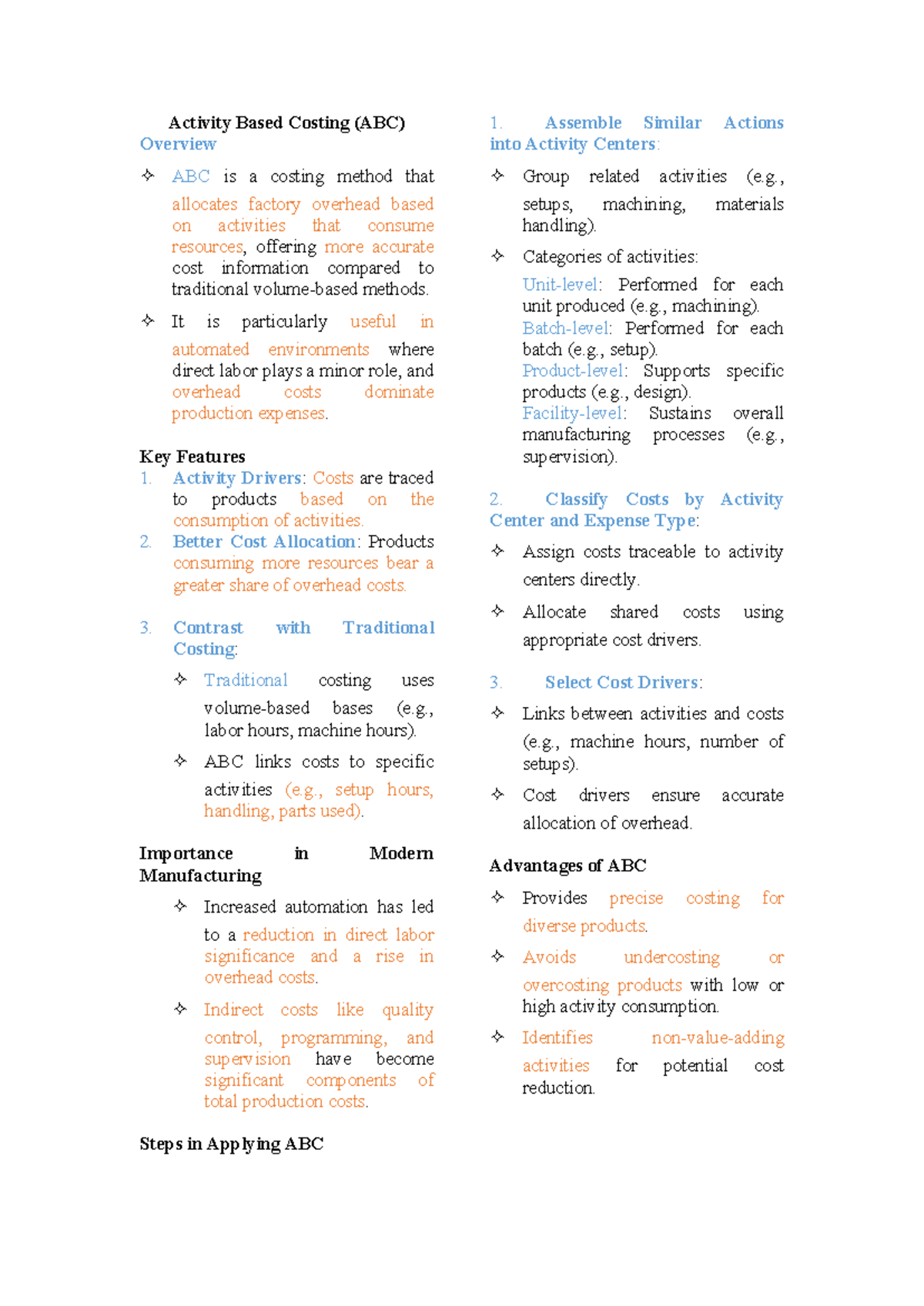 Activity-Based-Costing - Activity Based Costing (ABC) Overview ABC is a costing method that ...