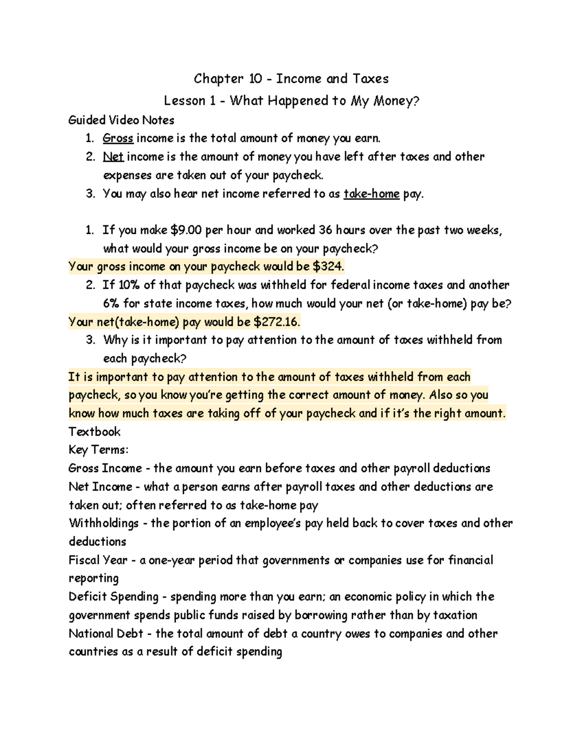 Personal Finance Notes Ch. 10 - Morgan Horton 22-23 - Chapter 10 ...