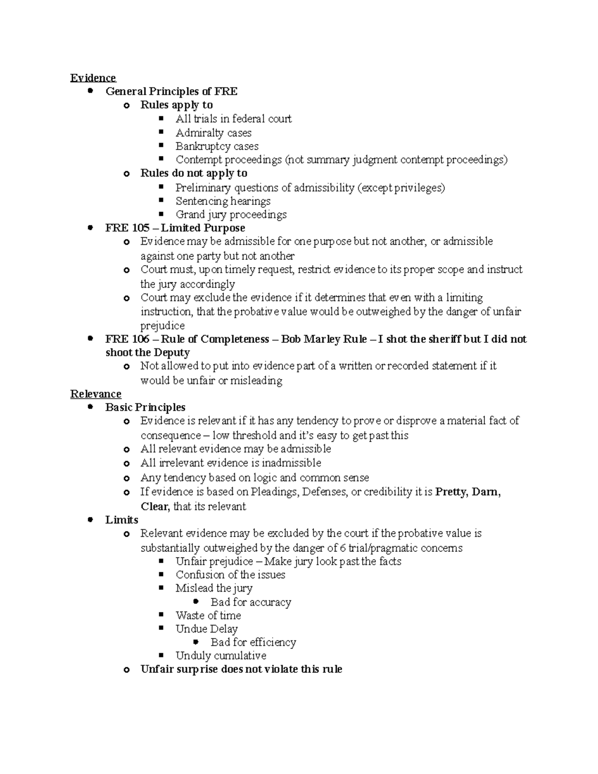 Evidence - If not it’s inadmissible o Exceptions Similar occurrences ...