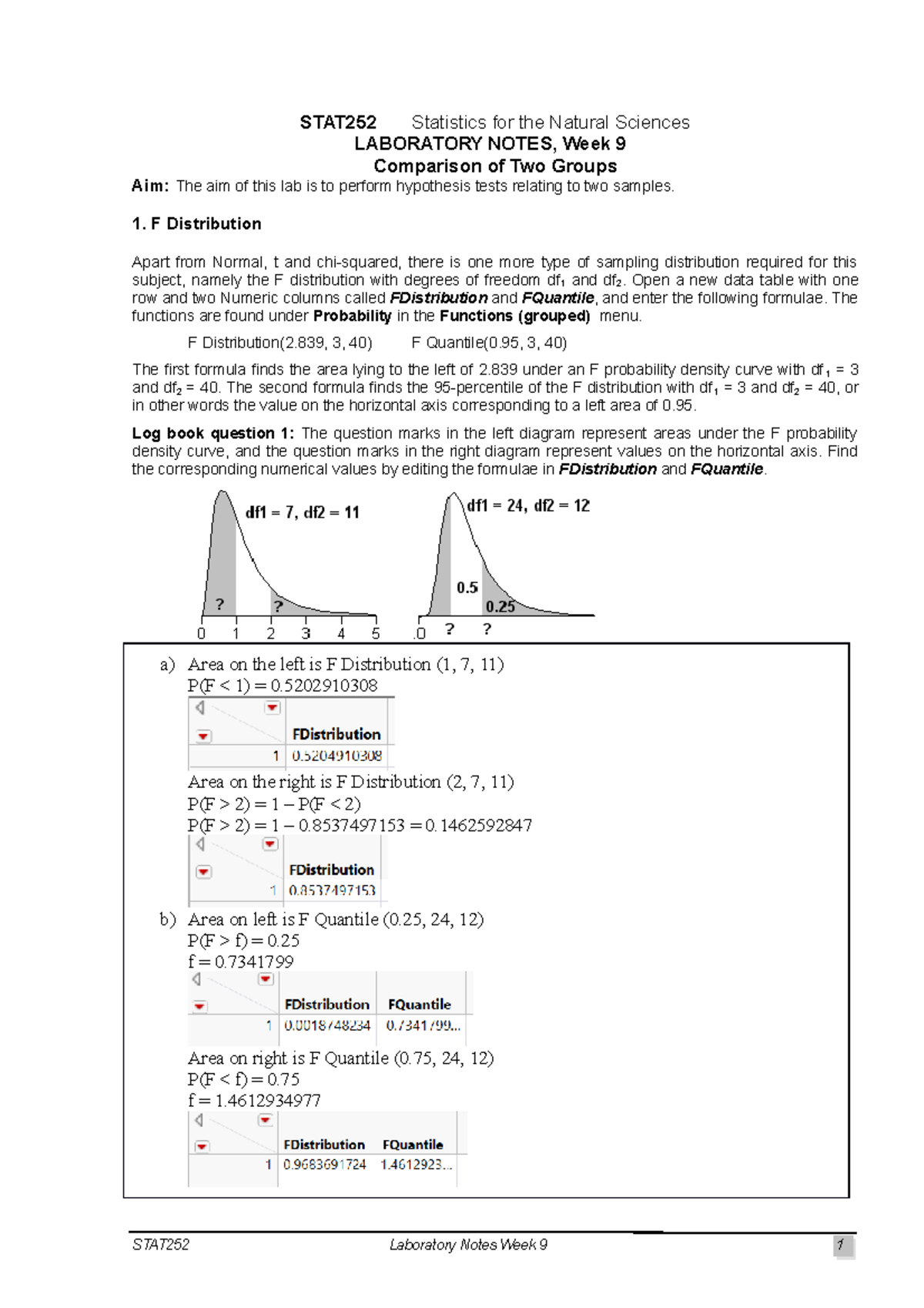 Week 9 Laboratory Notes - STAT252 - UOW - Studocu