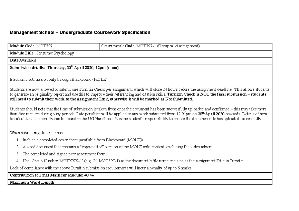 MGT397 Group Assignment - Management School – Undergraduate Coursework ...