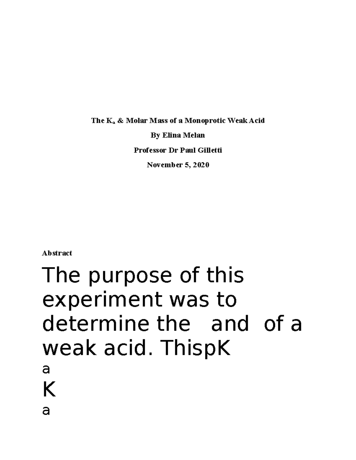 Auto Recovery save of The Ka & molar mass of a Monoprotic weak acid ...